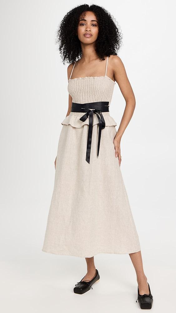 Reformation Mile Linen Midi Dre in Black | Lyst