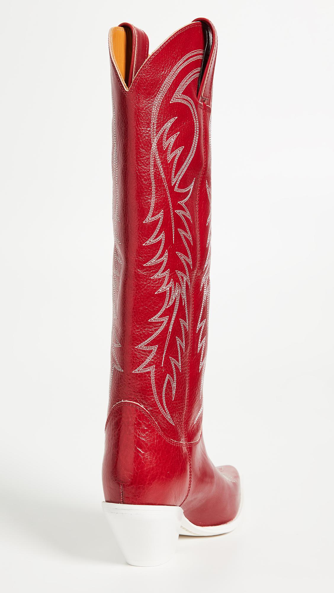R13 Leather Pointed Cowboy Boots in Red/White (Red) - Lyst