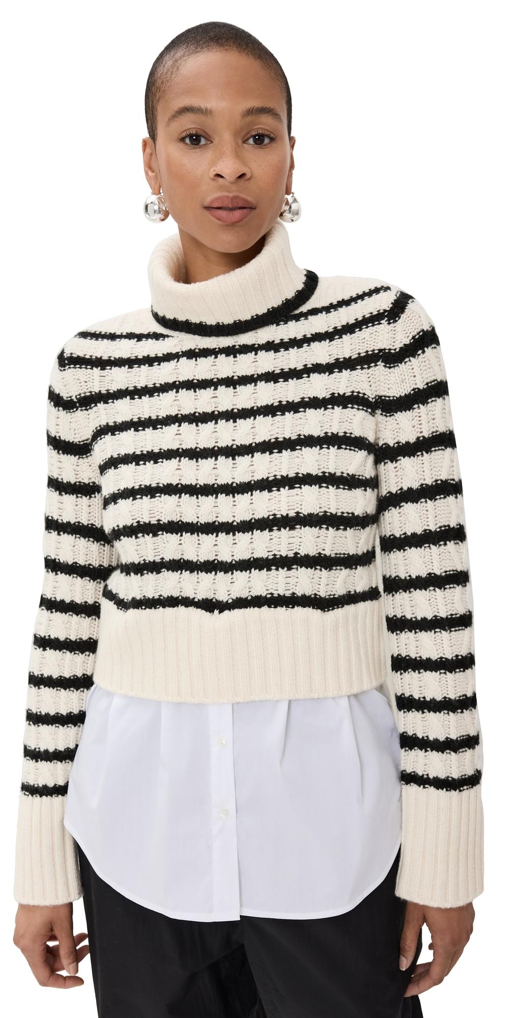 Veronica Beard Iya Turteneck Ivory/back in Black | Lyst