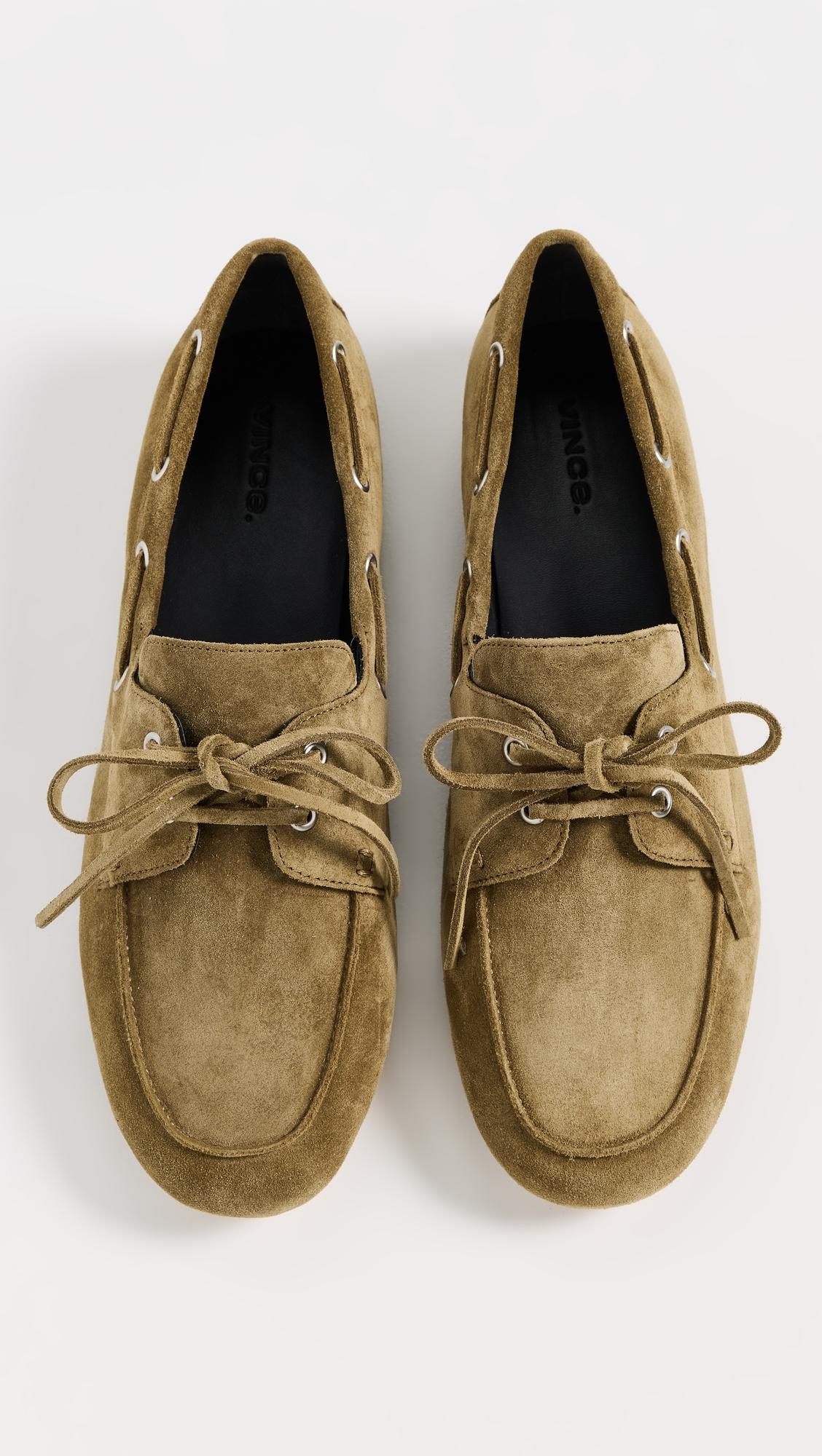 (取寄) ヴィンス レディース マリン Vince women Marin Olivewood Suede Vince Marin Boat Shoes | Lyst