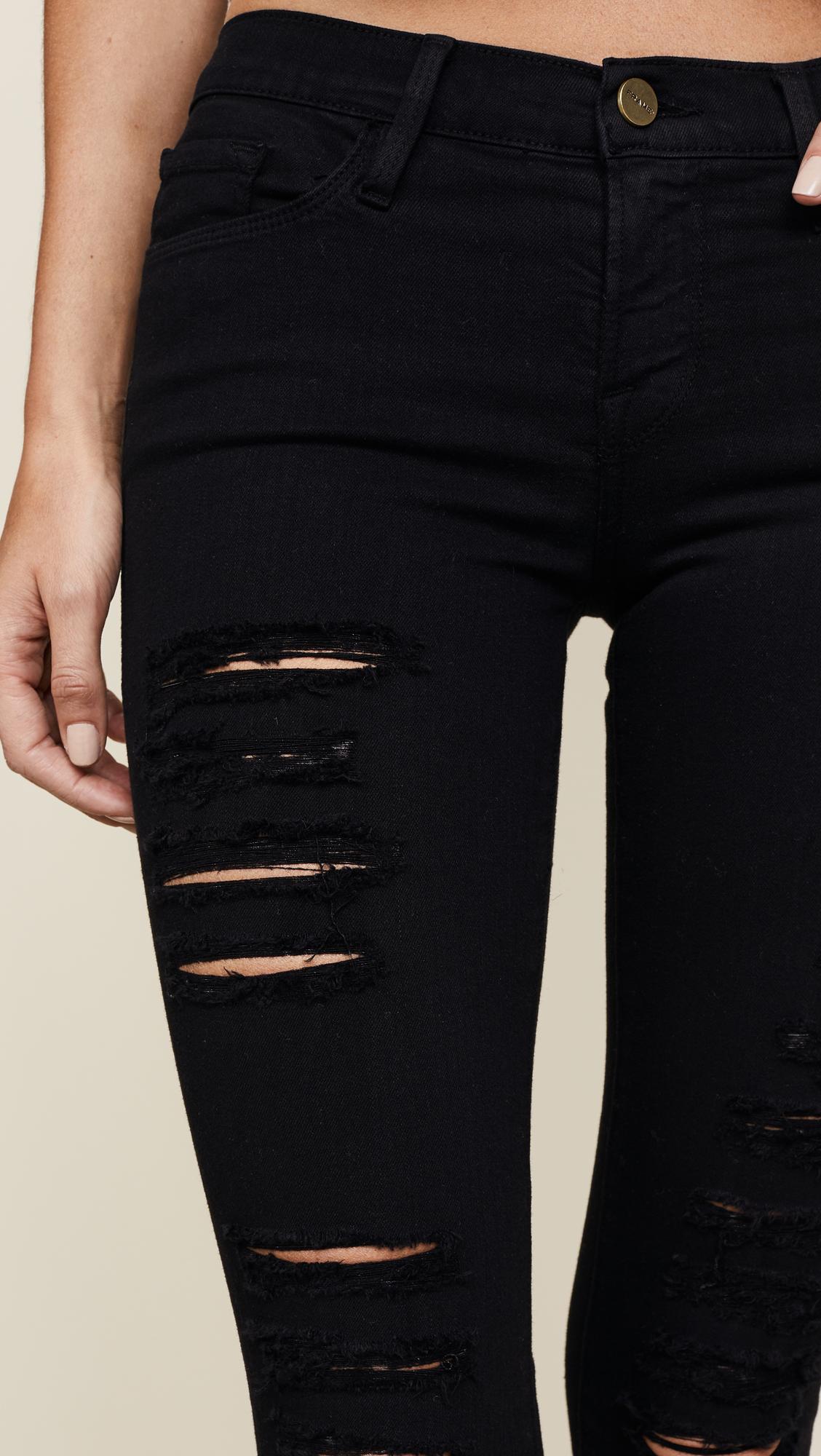 Black Distressed Jeans For Women
