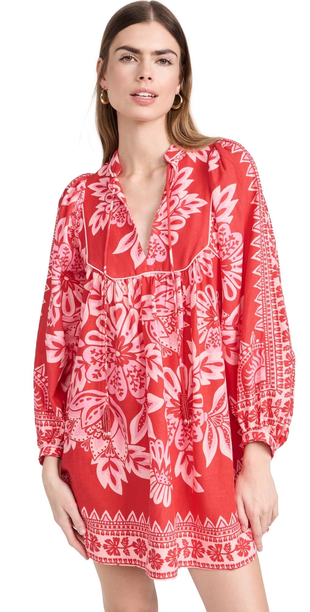 FARM Rio Flora Tapestry Mini Dress in Red | Lyst