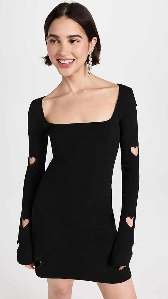 Mach & Mach Gaia Heart Cut Out Mini Dress in Black | Lyst