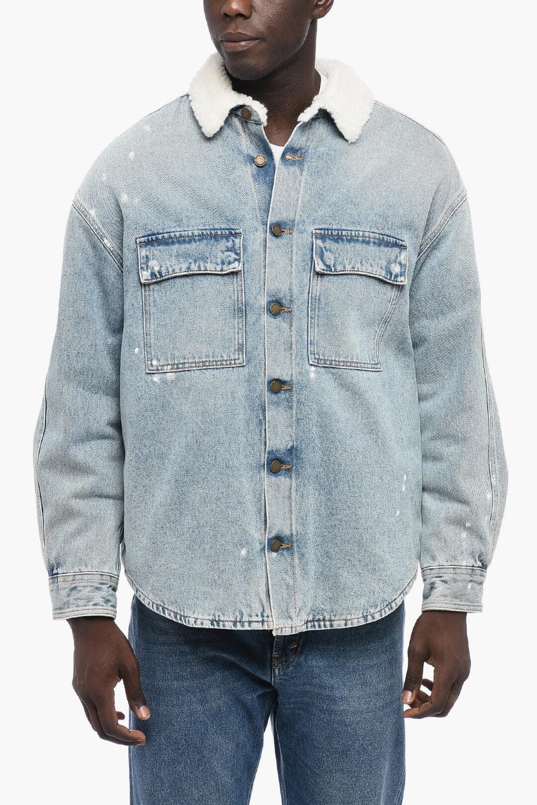 DARKPARK Paint-Splatter Denim Jacket With Shirling Lining in Blue for ...