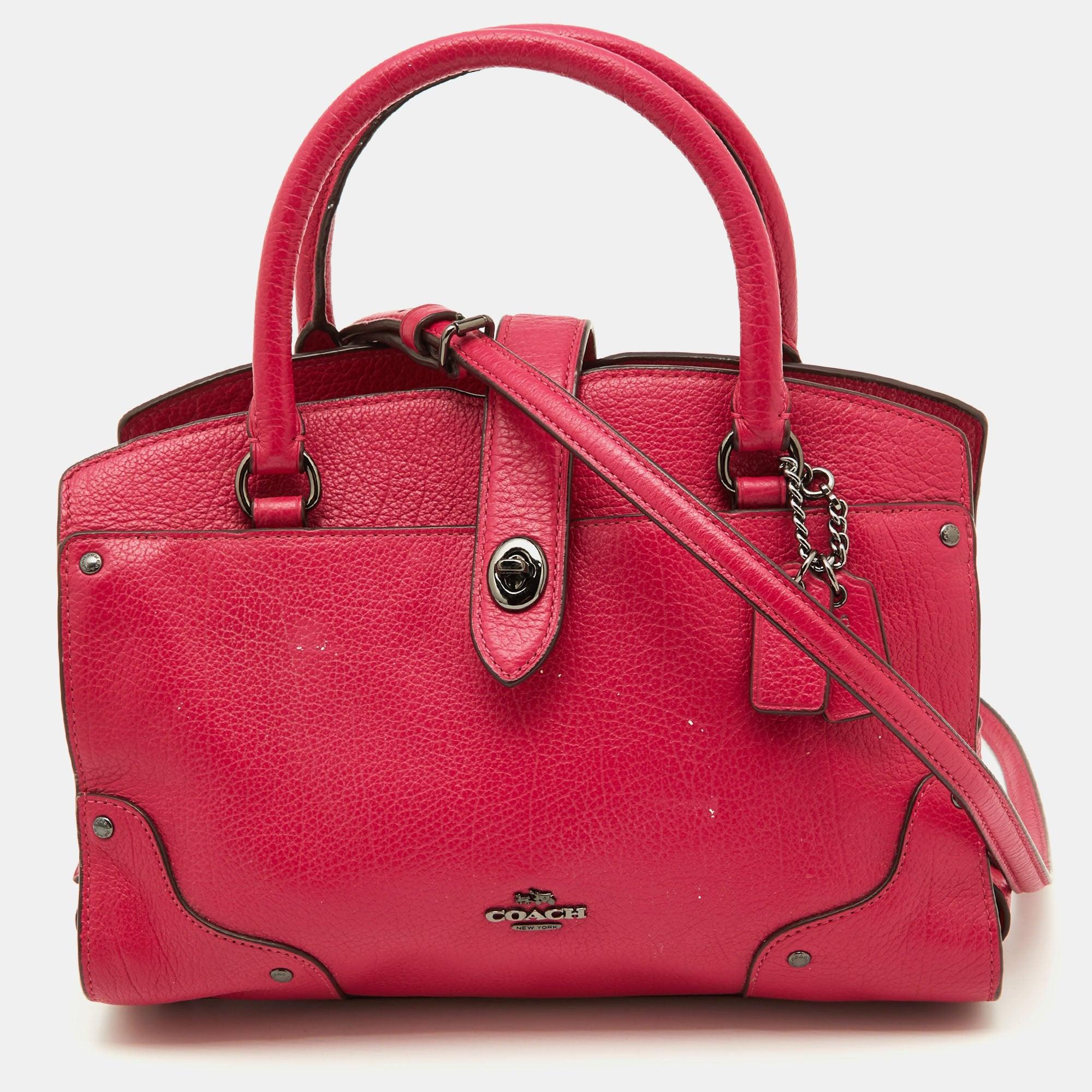 COACH Leather Mercer 24 Satchel in Red | Lyst