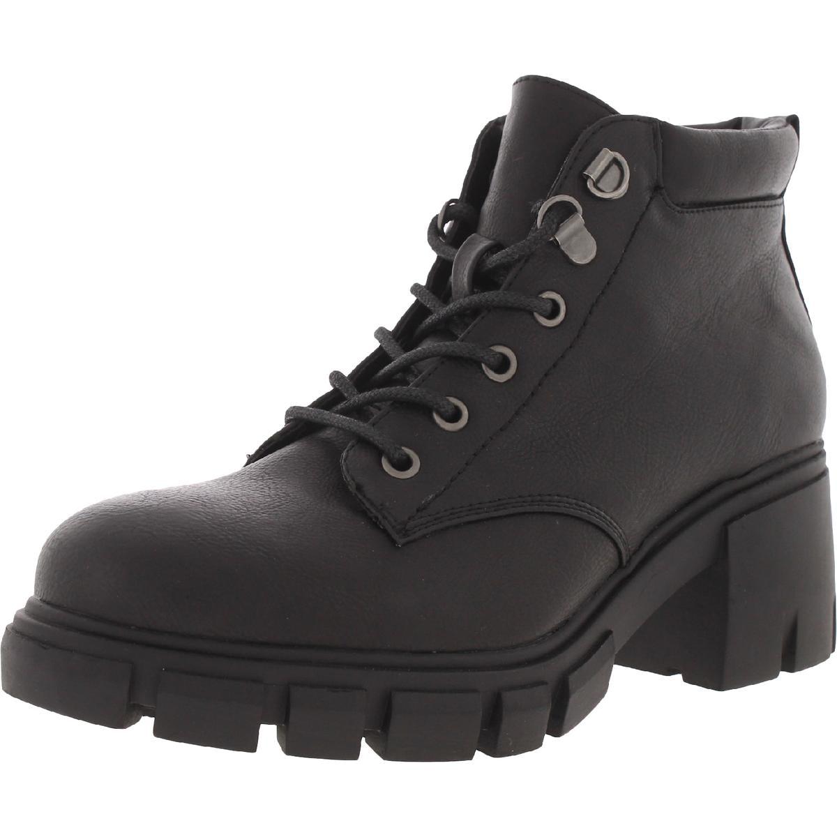Dirty Laundry Faux Leather Lug Sole Combat & Lace-Up Boots in Black | Lyst