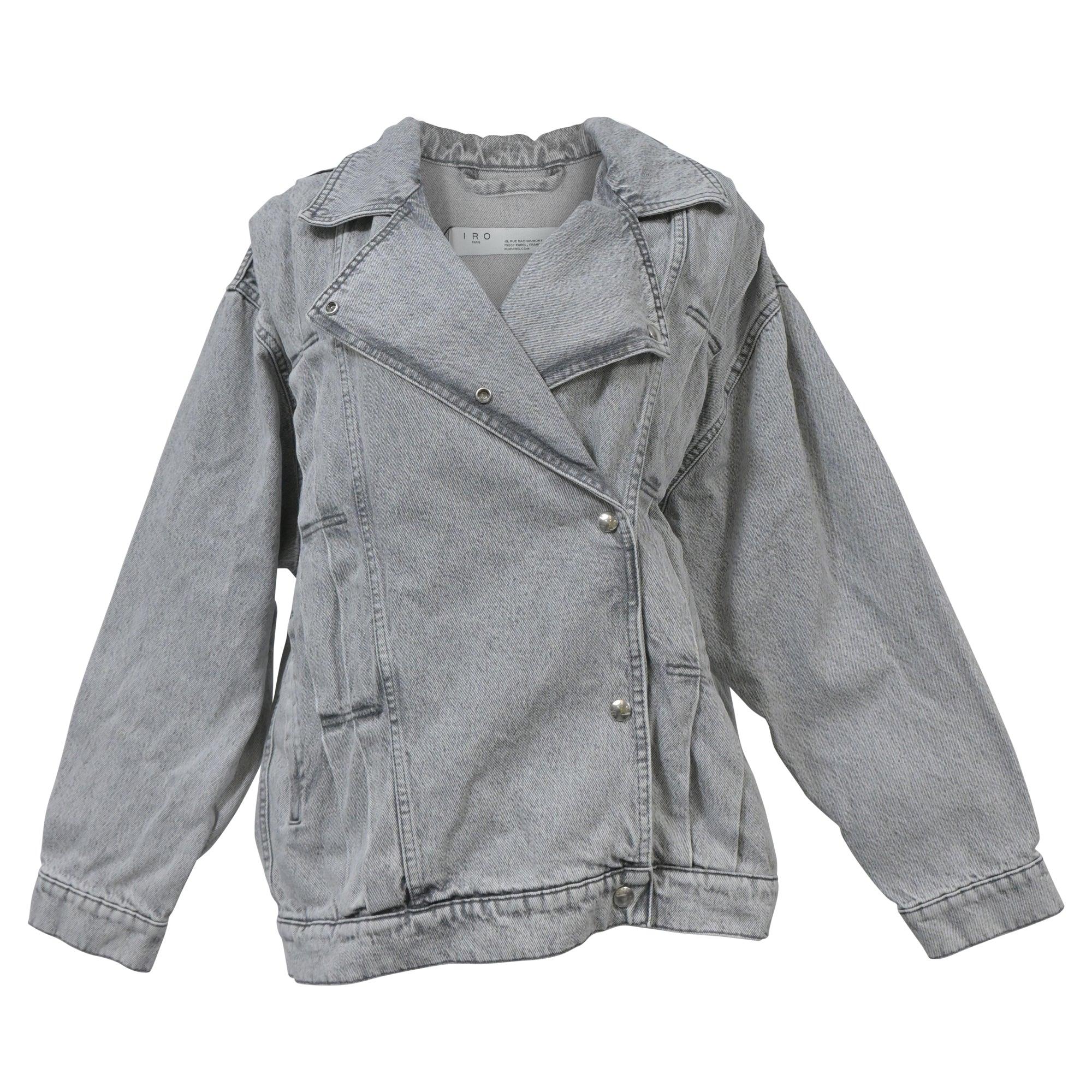 IRO Noumi Oversized Denim Moto Jacket in Gray | Lyst