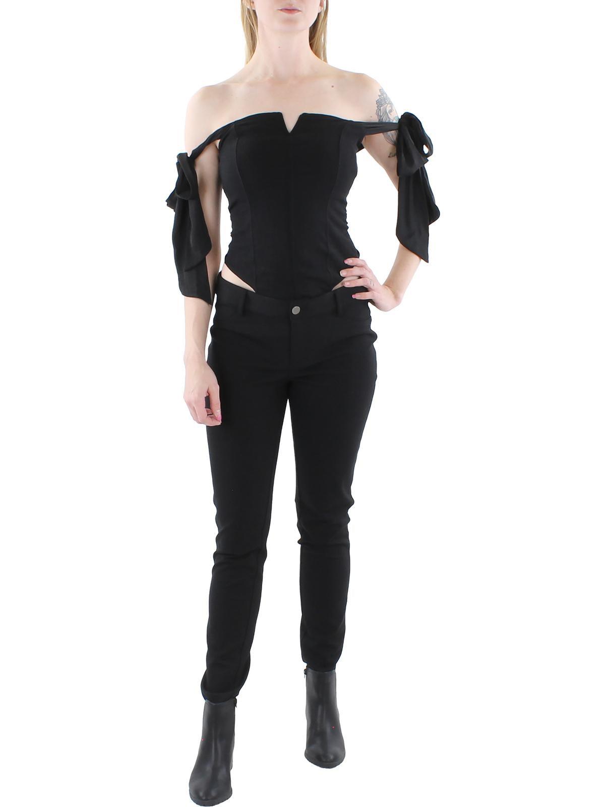 Free People Lola Knit Square Neck Bodysuit in Black | Lyst