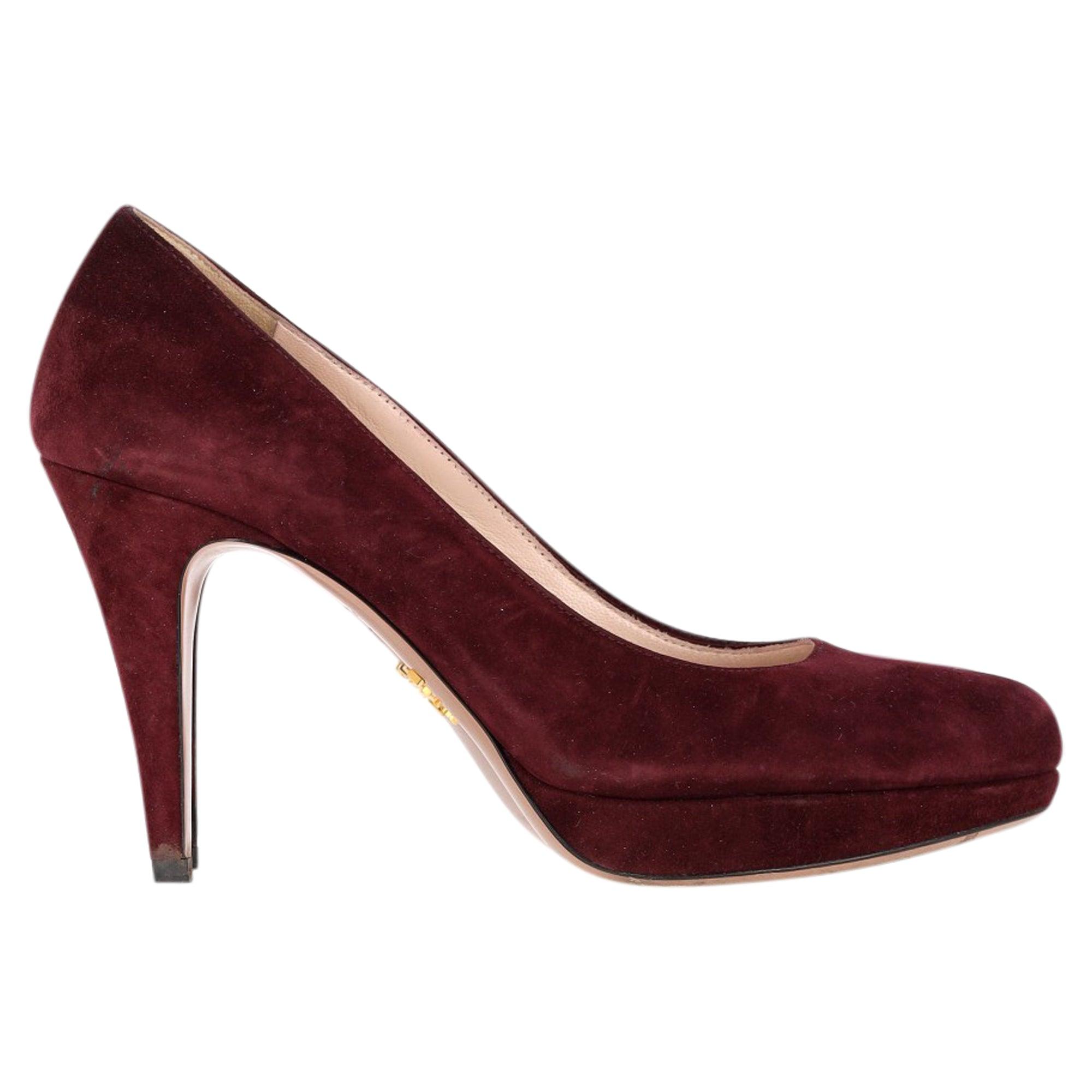 Prada Platform Heel Pumps in Red | Lyst