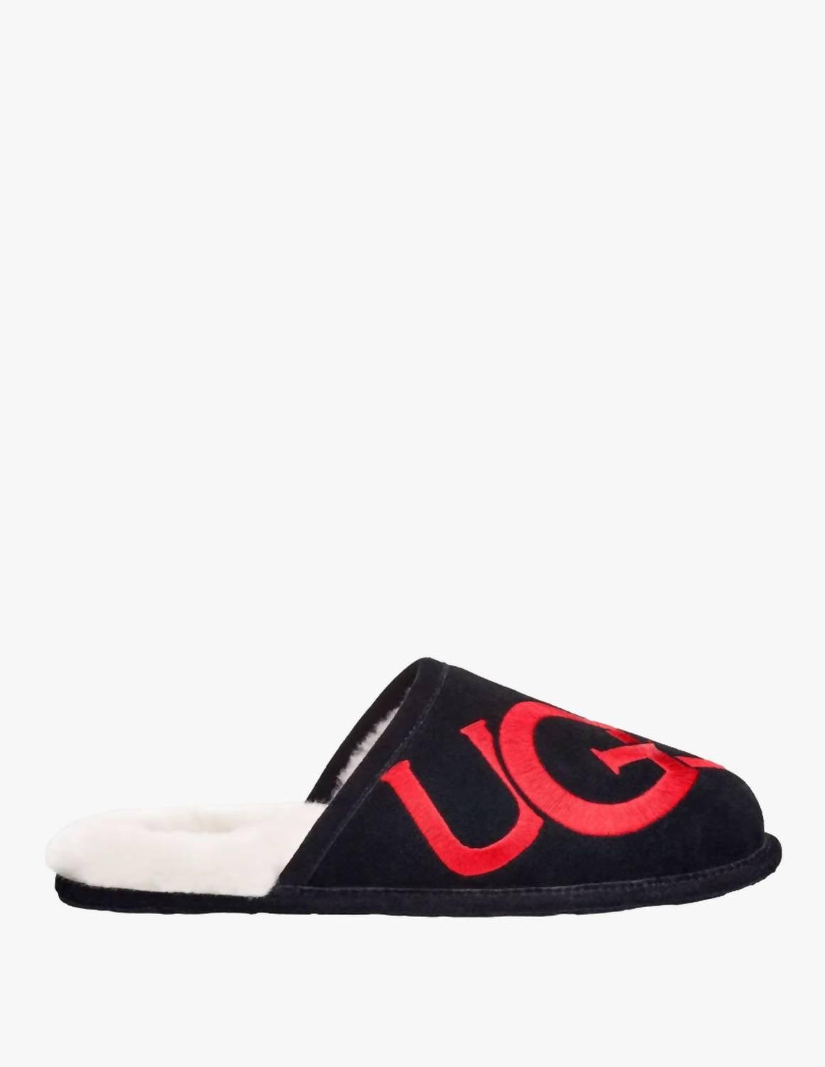 UGG Scuff Logo Slipper In Black in Red for Men | Lyst