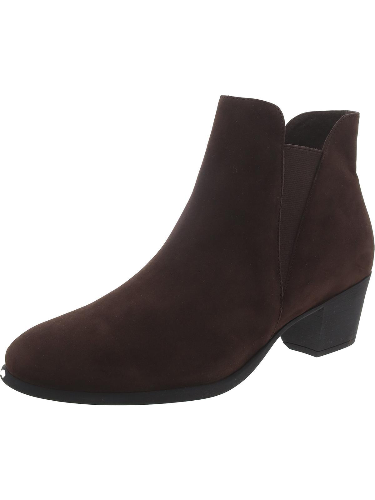 Munro Suede Stacked Heel Ankle Boots in Brown | Lyst