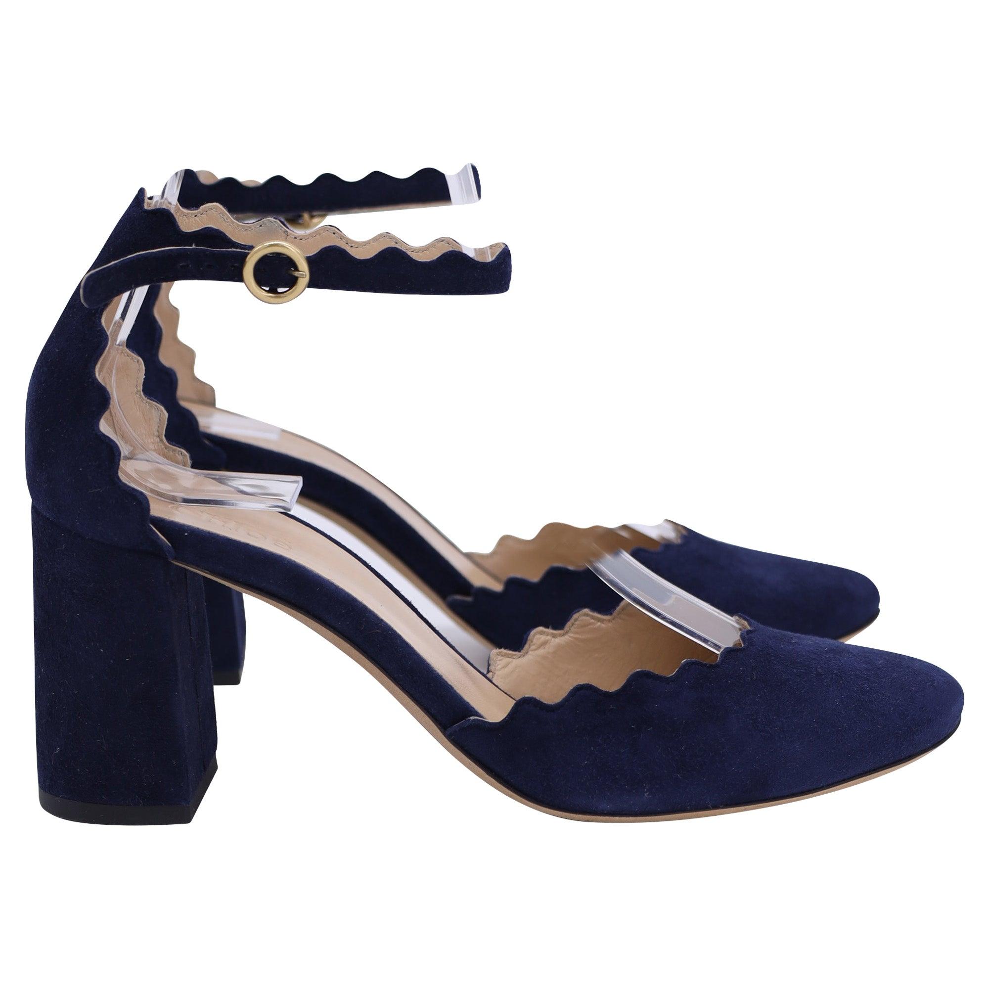 Chloé Suede Lauren Ballerina Pumps In Blue Lyst