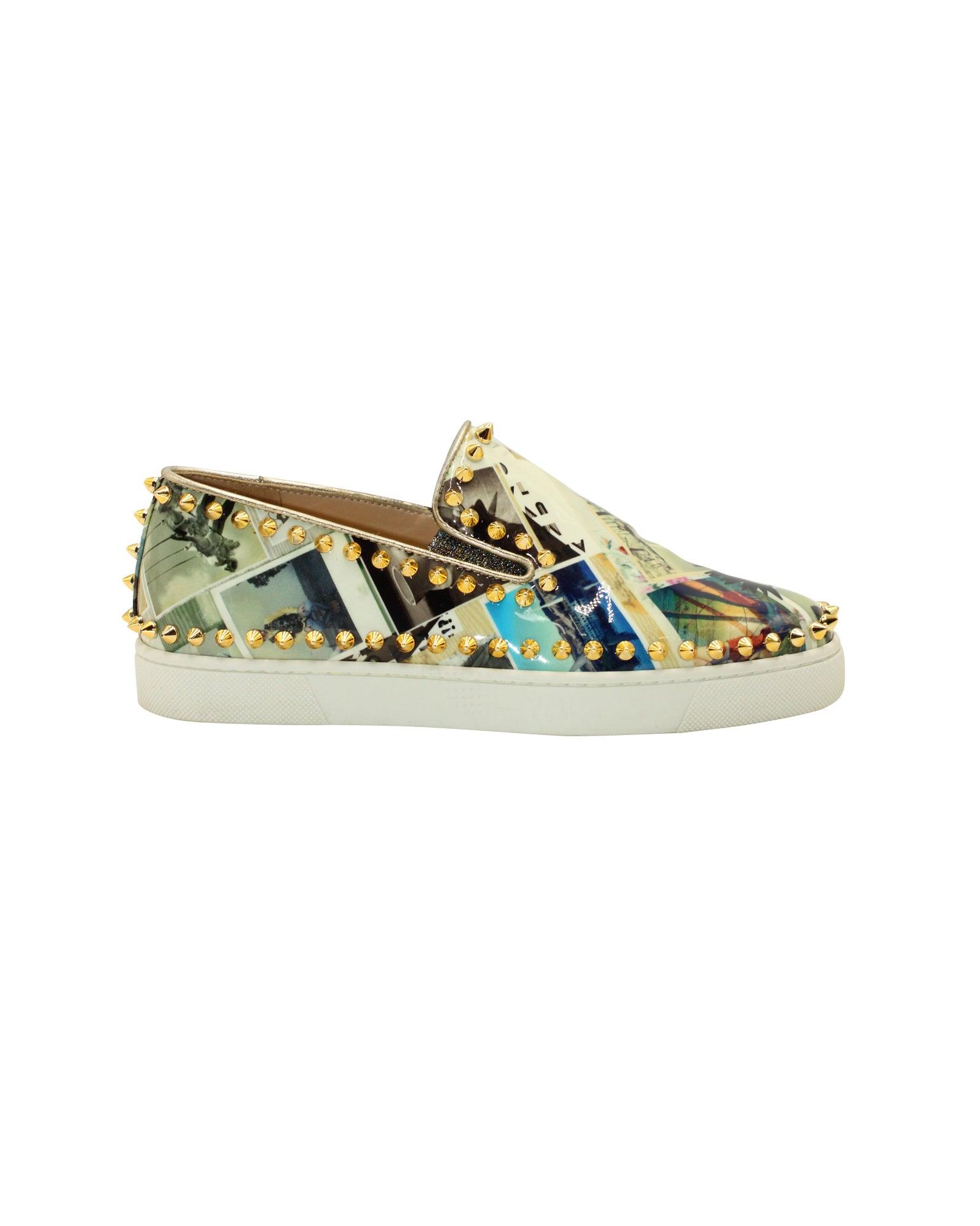Christian Louboutin Pik Boat Spike Sole Sneakers in Green | Lyst