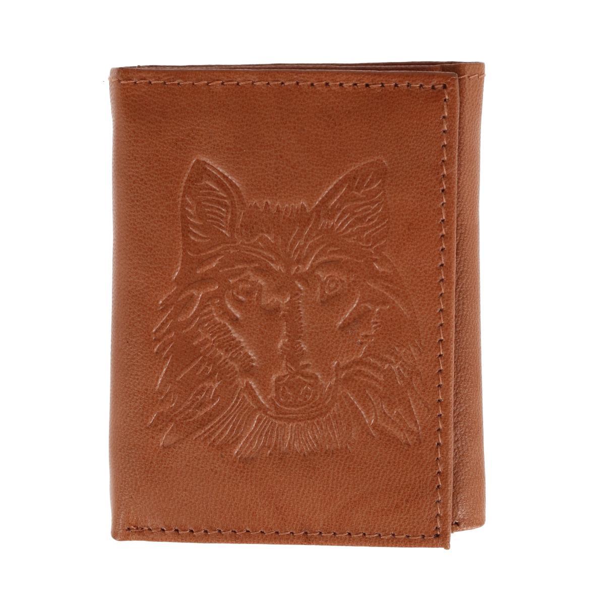 CTM Rfid Wolf Embossed Trifold Wallet in Brown for Men | Lyst