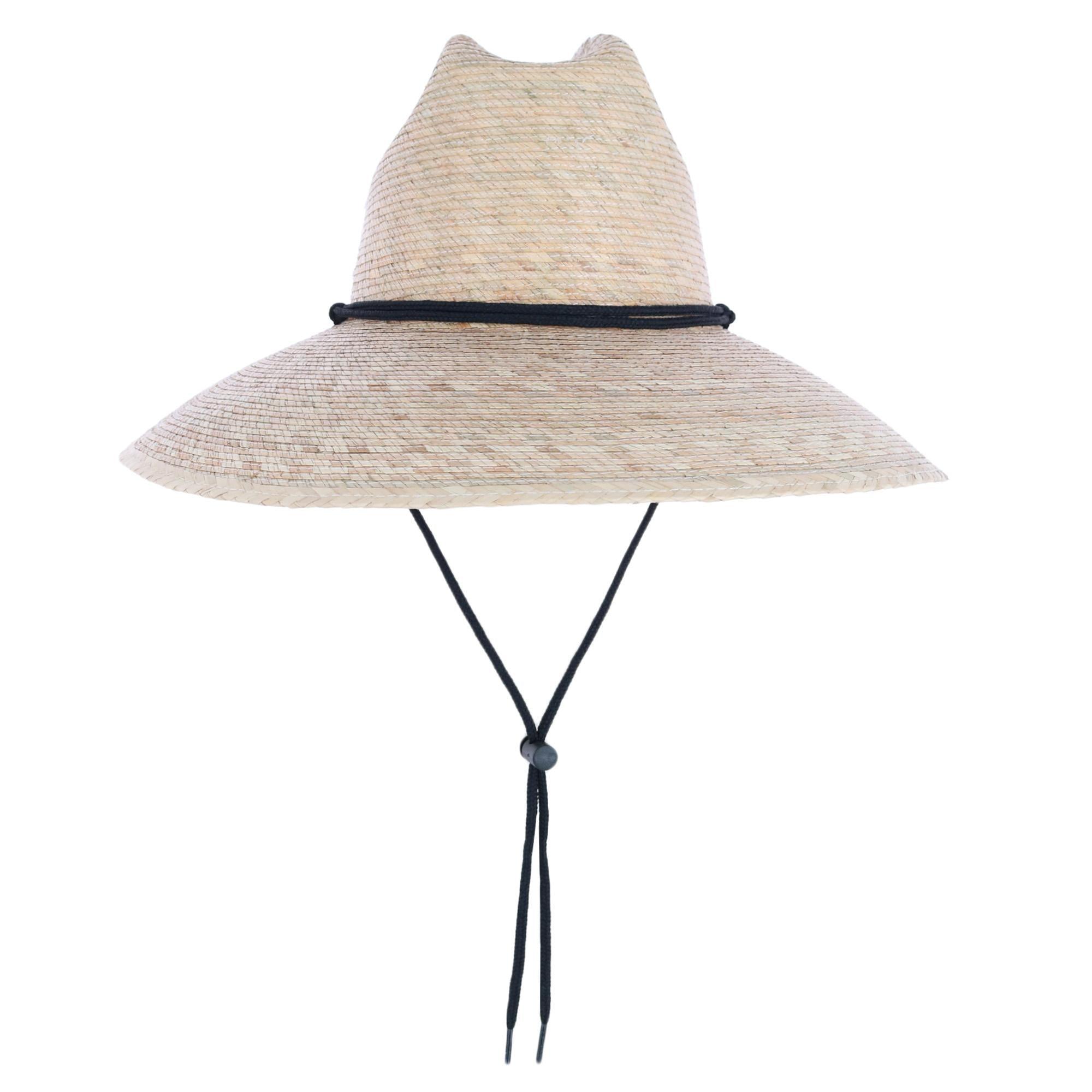 CTM Wide Brim Crushable Straw Lifeguard Hat With Chin Strap in Natural ...