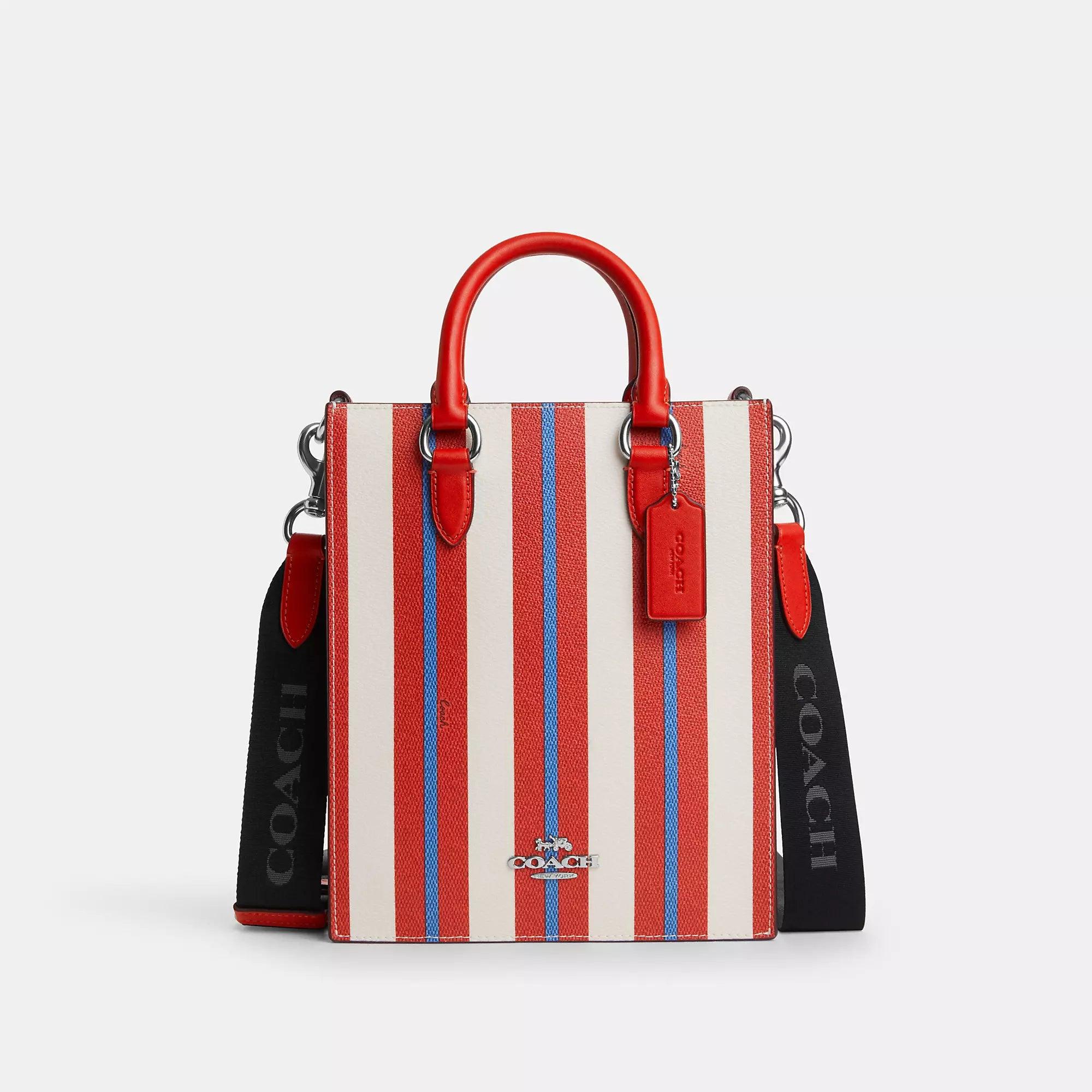 COACH Dylan Tote Bag With Stripe Print in Red | Lyst