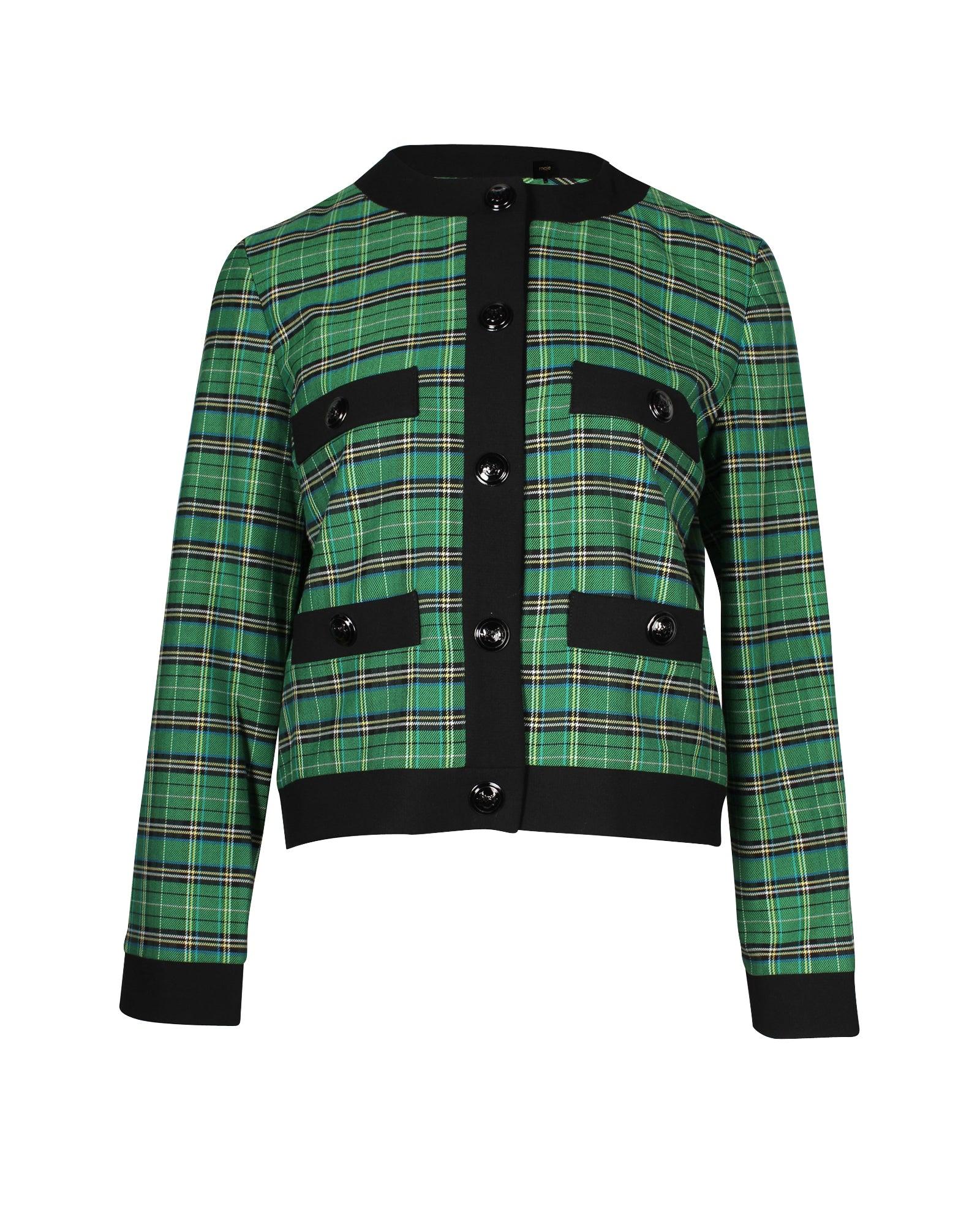 Maje Plaid Jacket in Green | Lyst