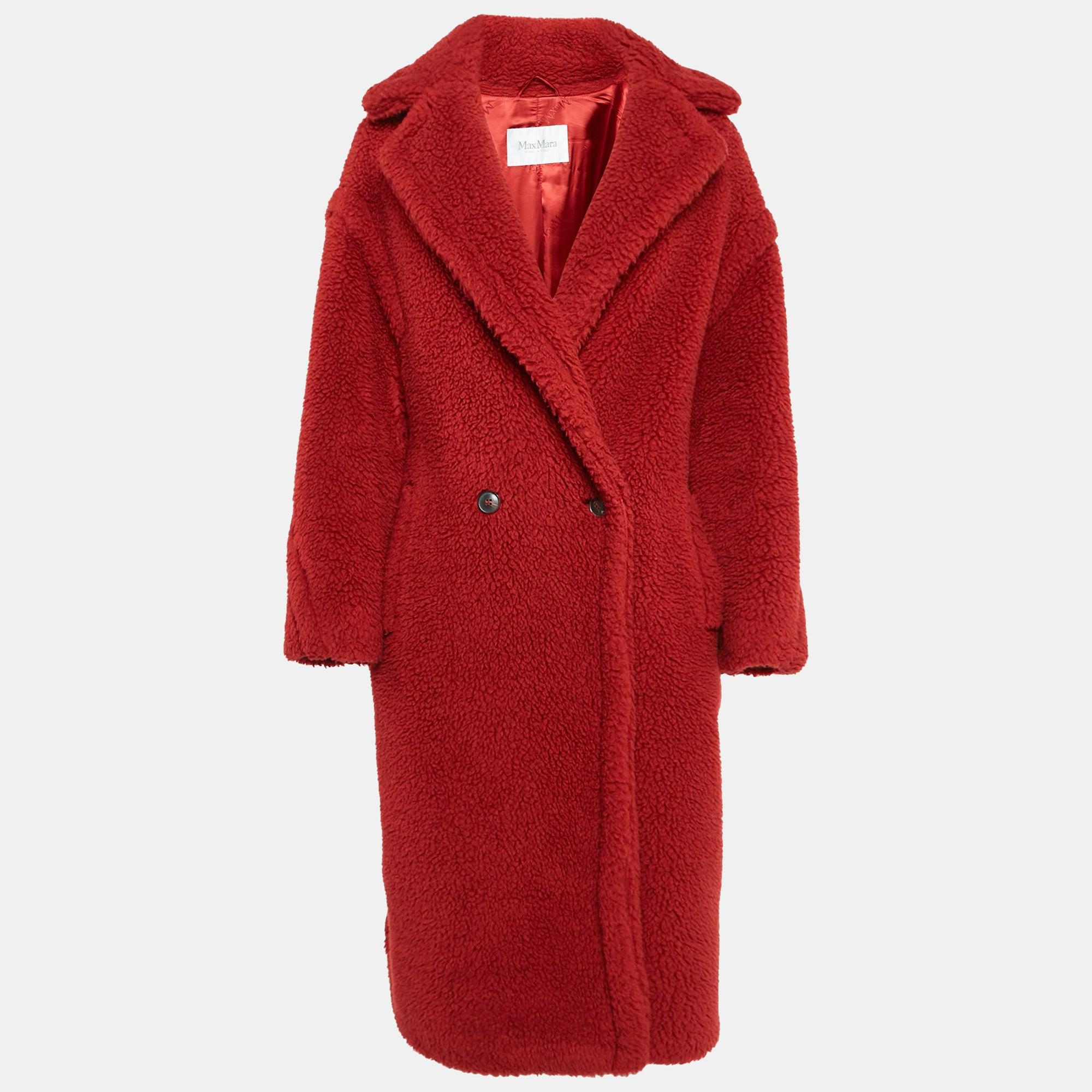 Max Mara Teddy Bear Double Breasted Coat M in Red | Lyst