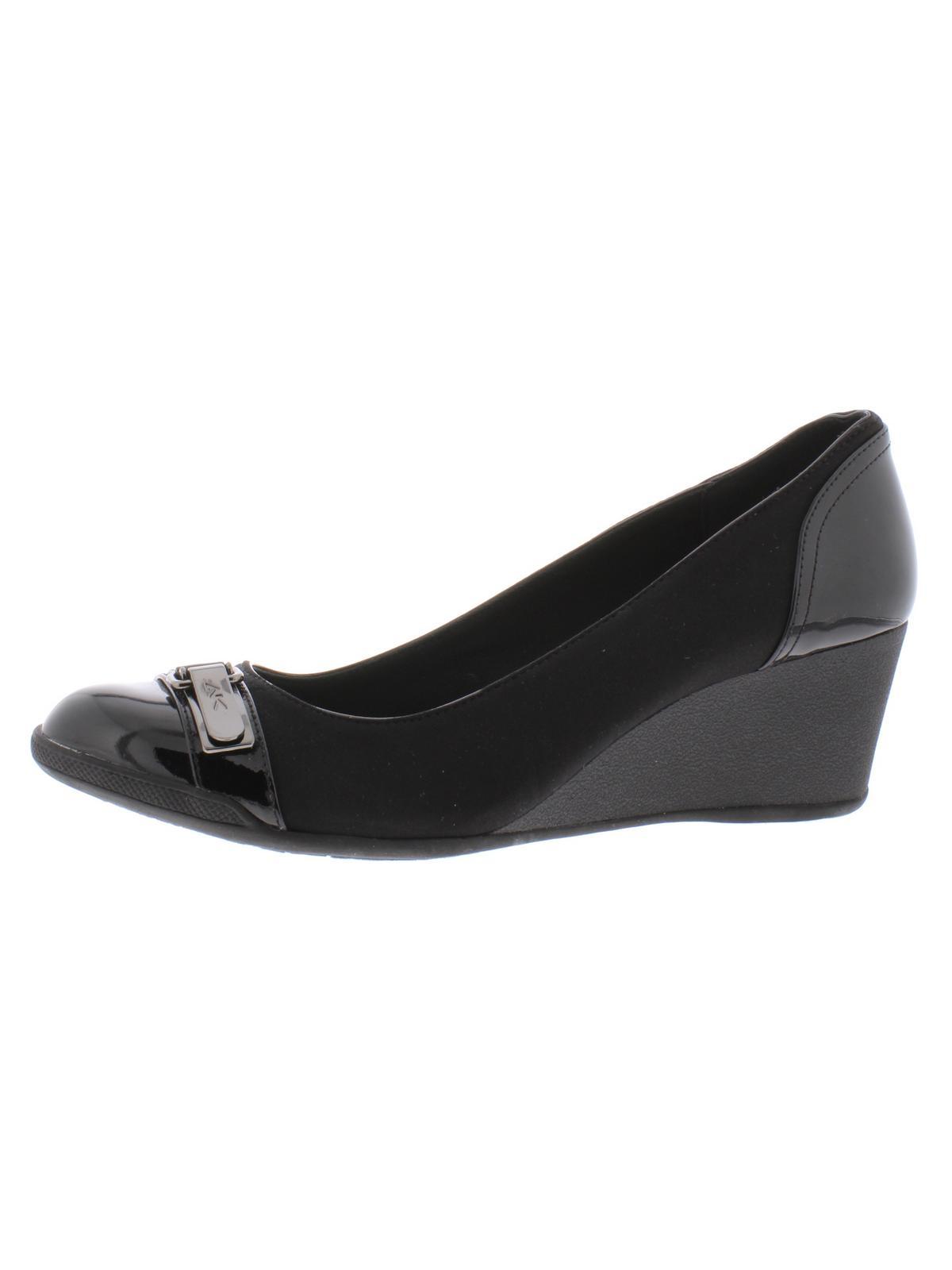Anne Klein Tamarow Toe Cap Pumps Wedge Heels in Black | Lyst