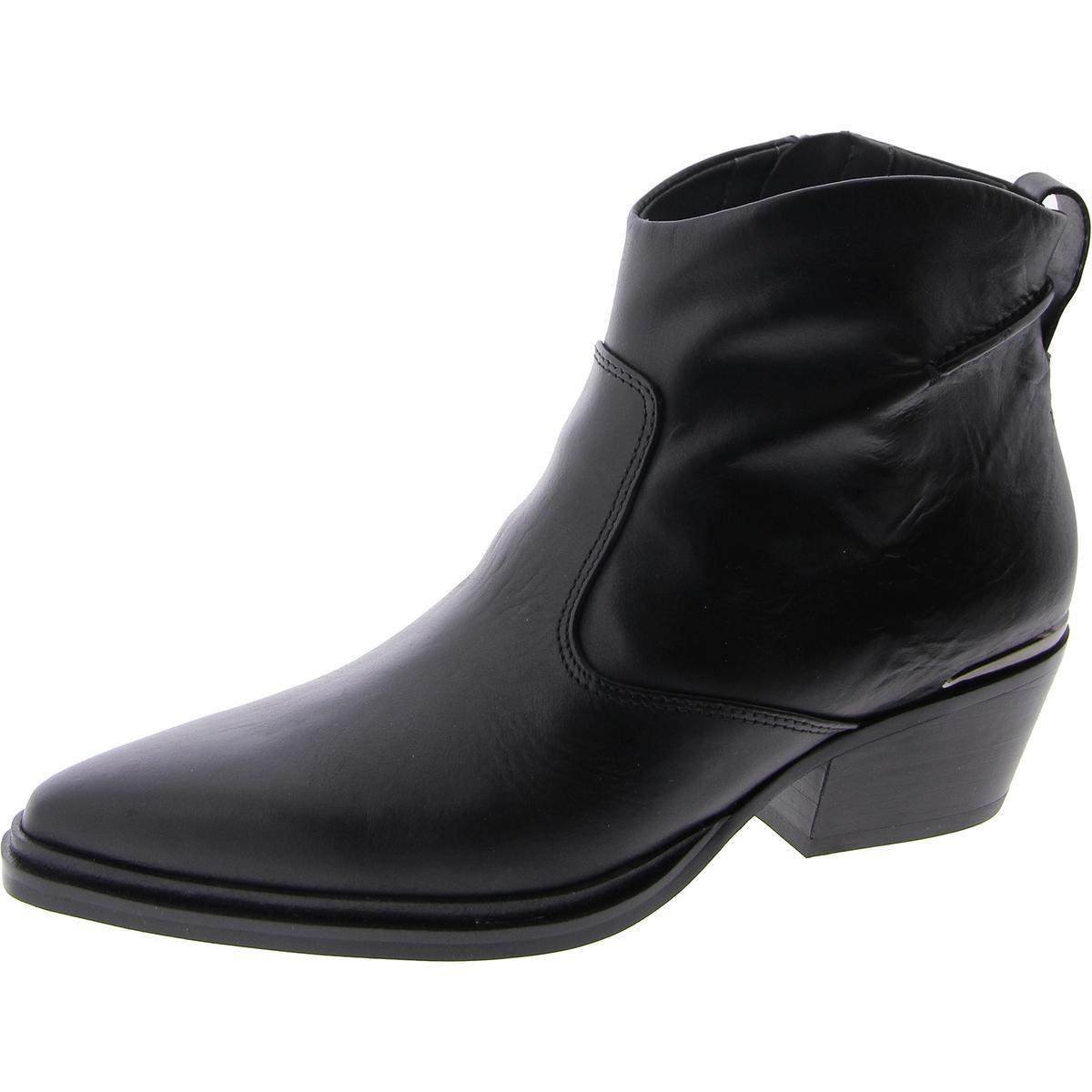 Franco Sarto Blake Leather Block Heel Cowboy, Western Boots in Black | Lyst