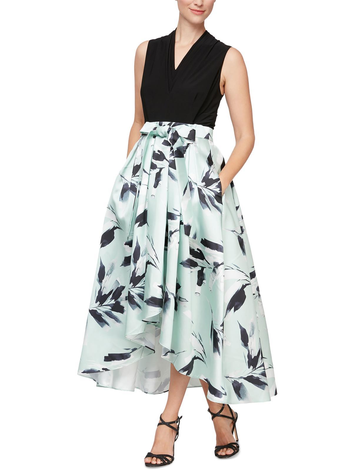 SLNY V-neck Hi-low Evening Dress in Blue | Lyst