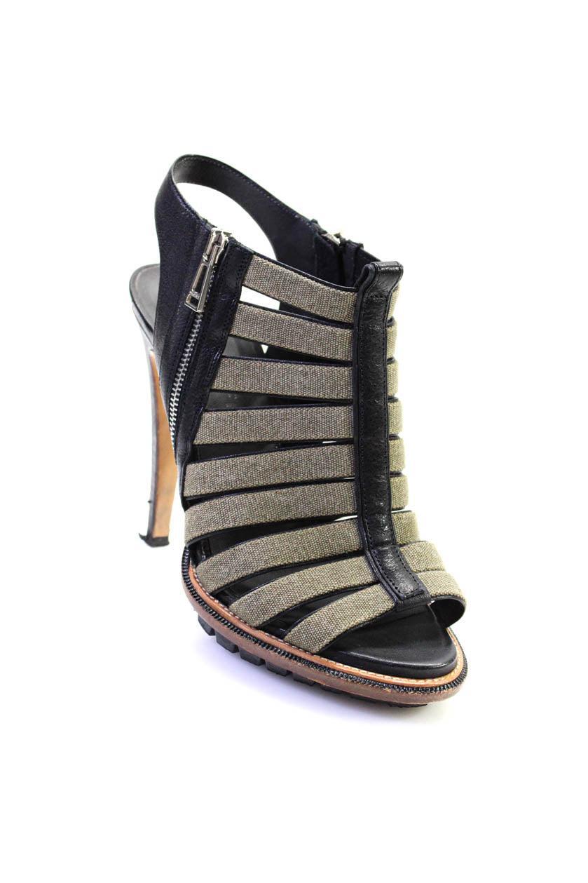 Belstaff Canvas Leather Zip Up Cage Platform High Heels in Black | Lyst