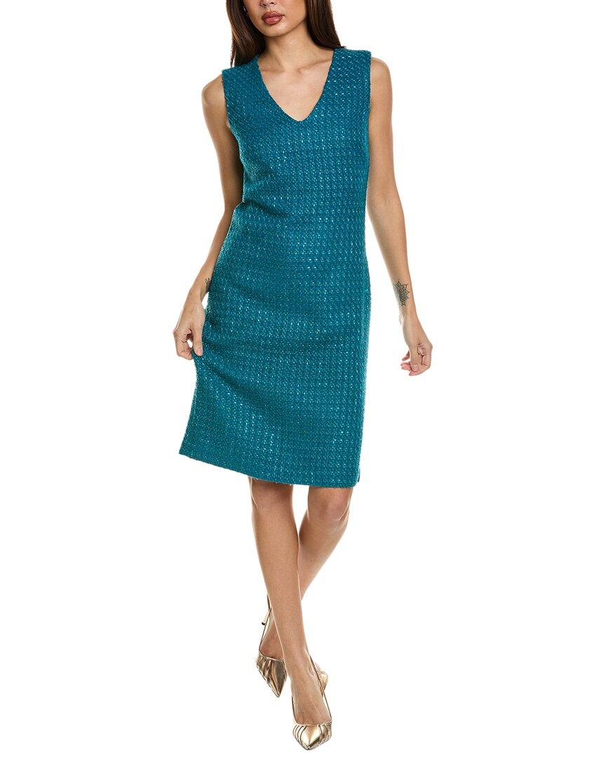 St. John Boucle Window Pane Wool-blend Sheath Dress in Blue | Lyst