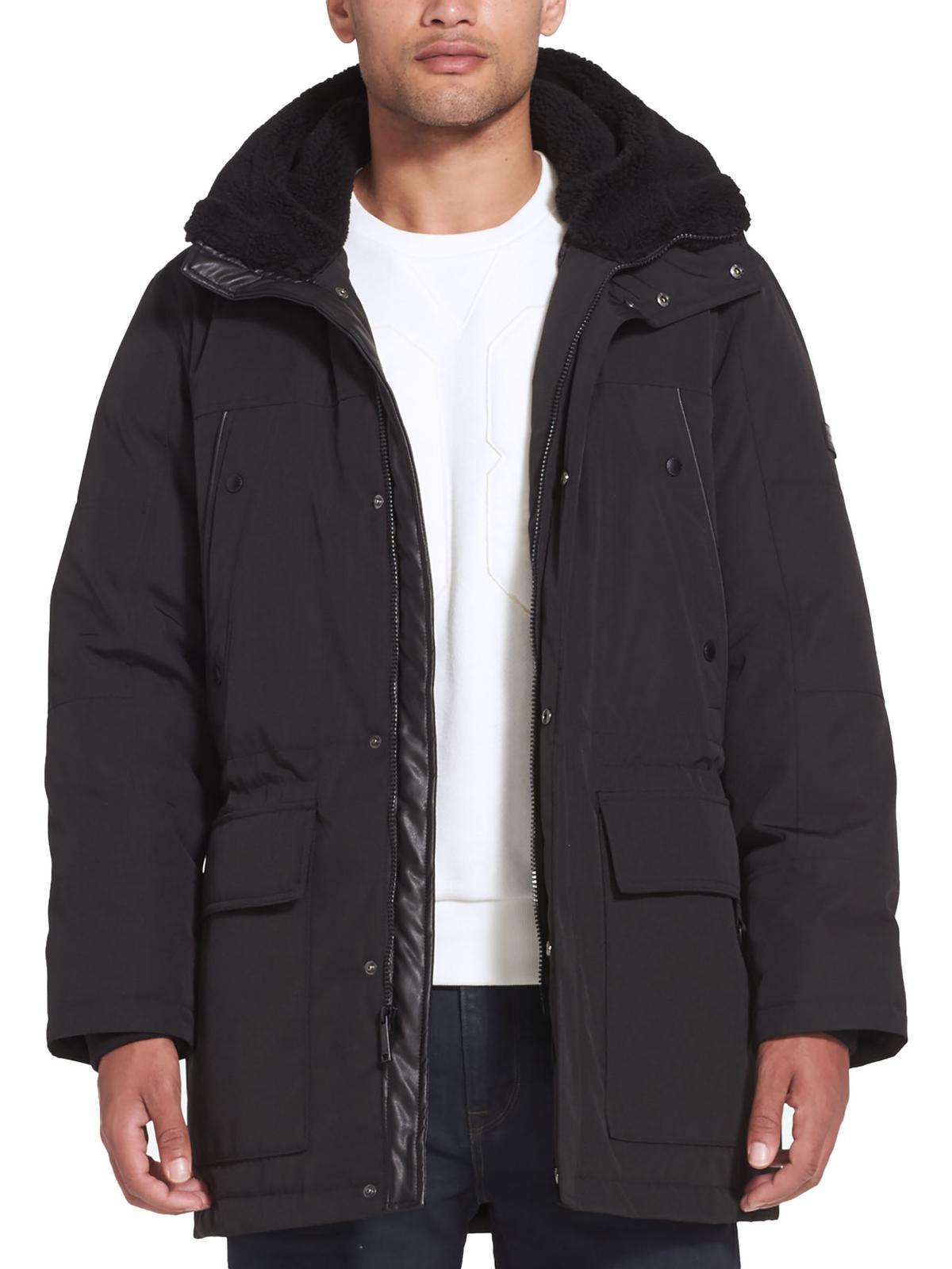 Sean John Faux Fur Lined Cold Weather Parka Coat in Black for Men | Lyst
