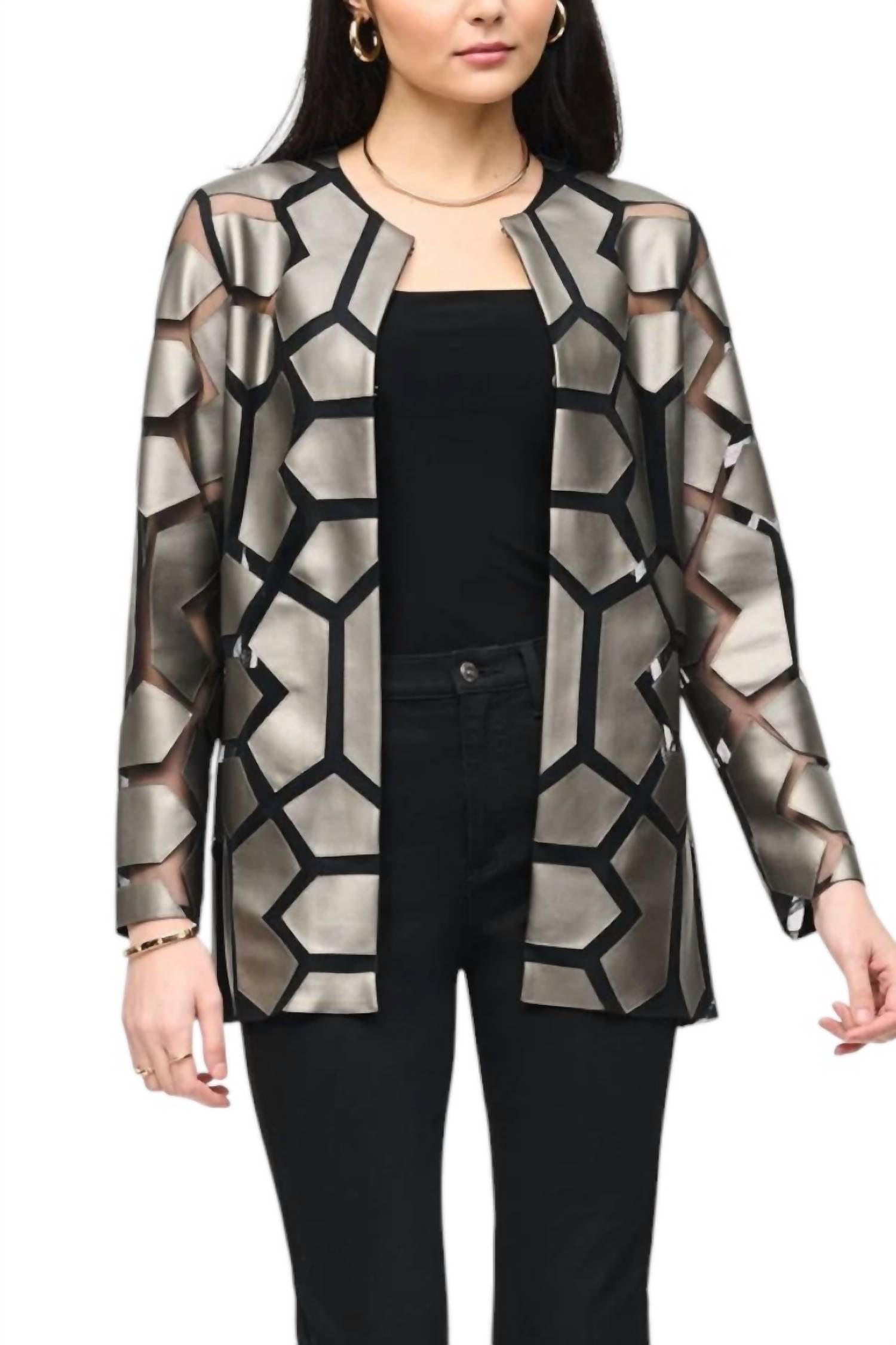 Joseph Ribkoff Laser-Cut With Mesh Jacket in Black | Lyst