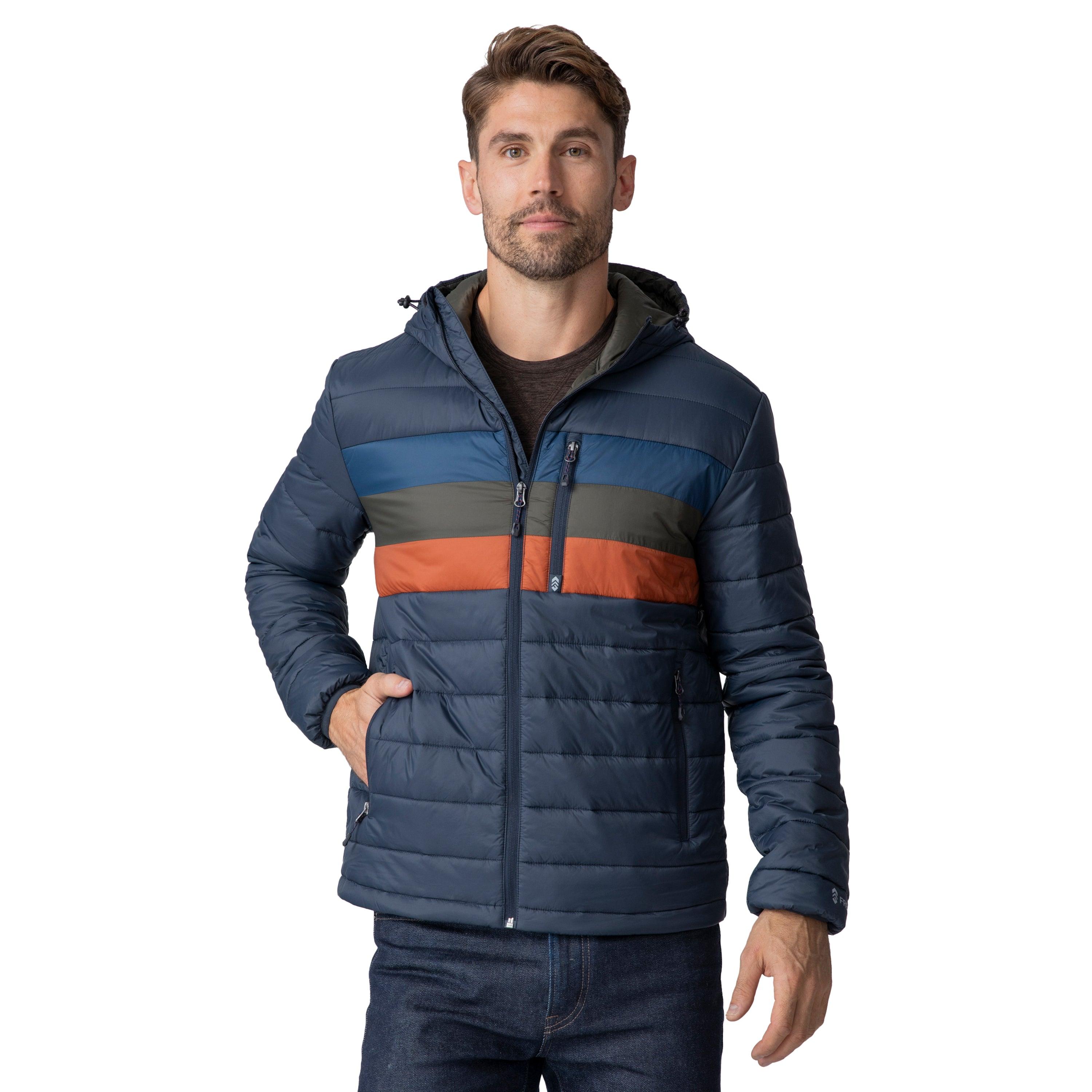 Free Country Tri-Color Hooded Puffer Jacket in Blue for Men | Lyst