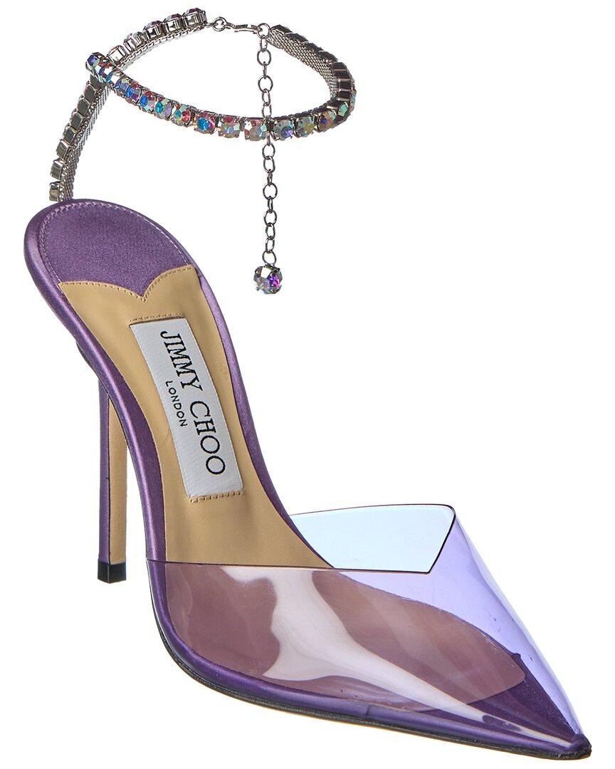 Jimmy Choo Saeda 100 Plexi & Leather Pump in Purple | Lyst