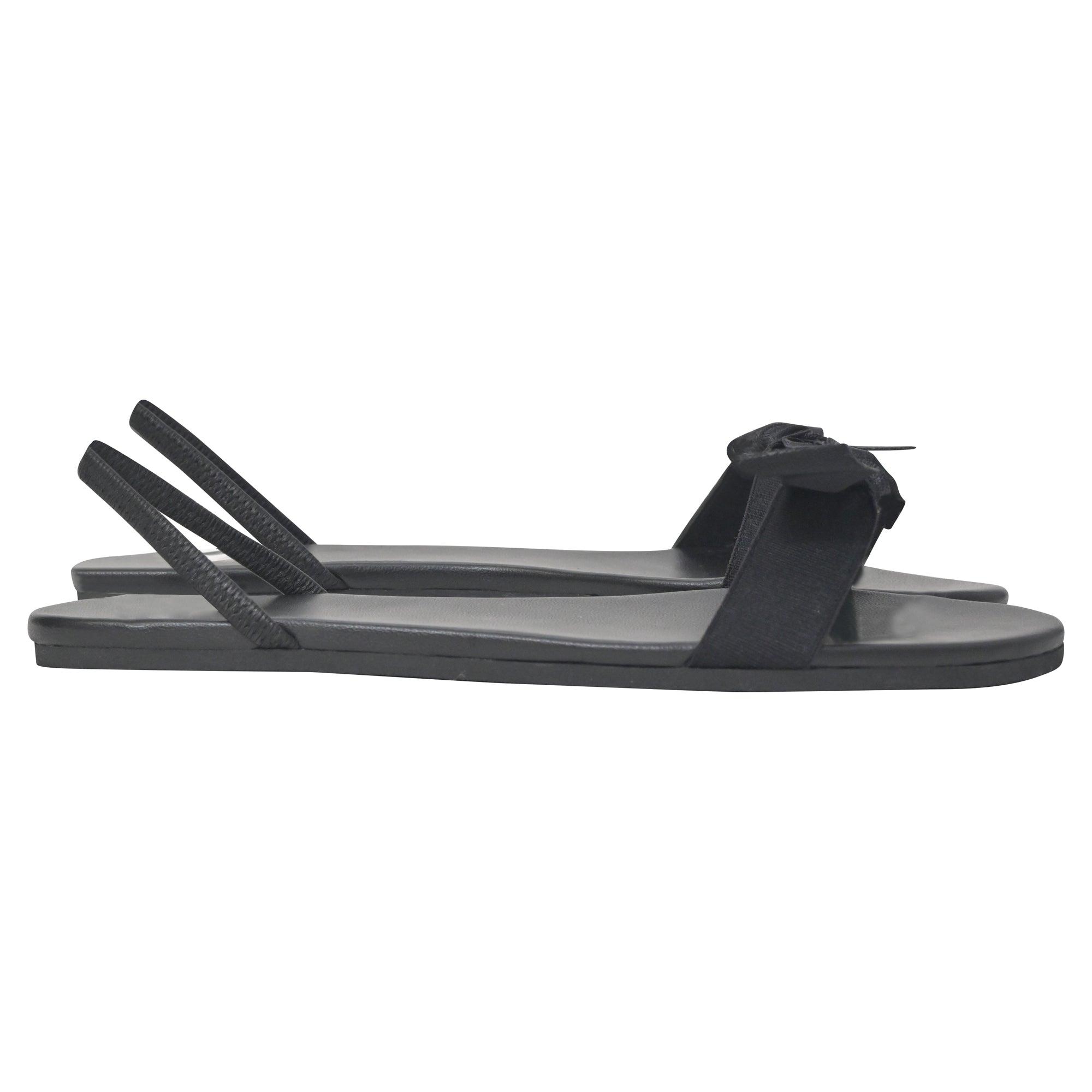 The Row Grosgrain Bow Slingback Leather Sandals in Blue | Lyst