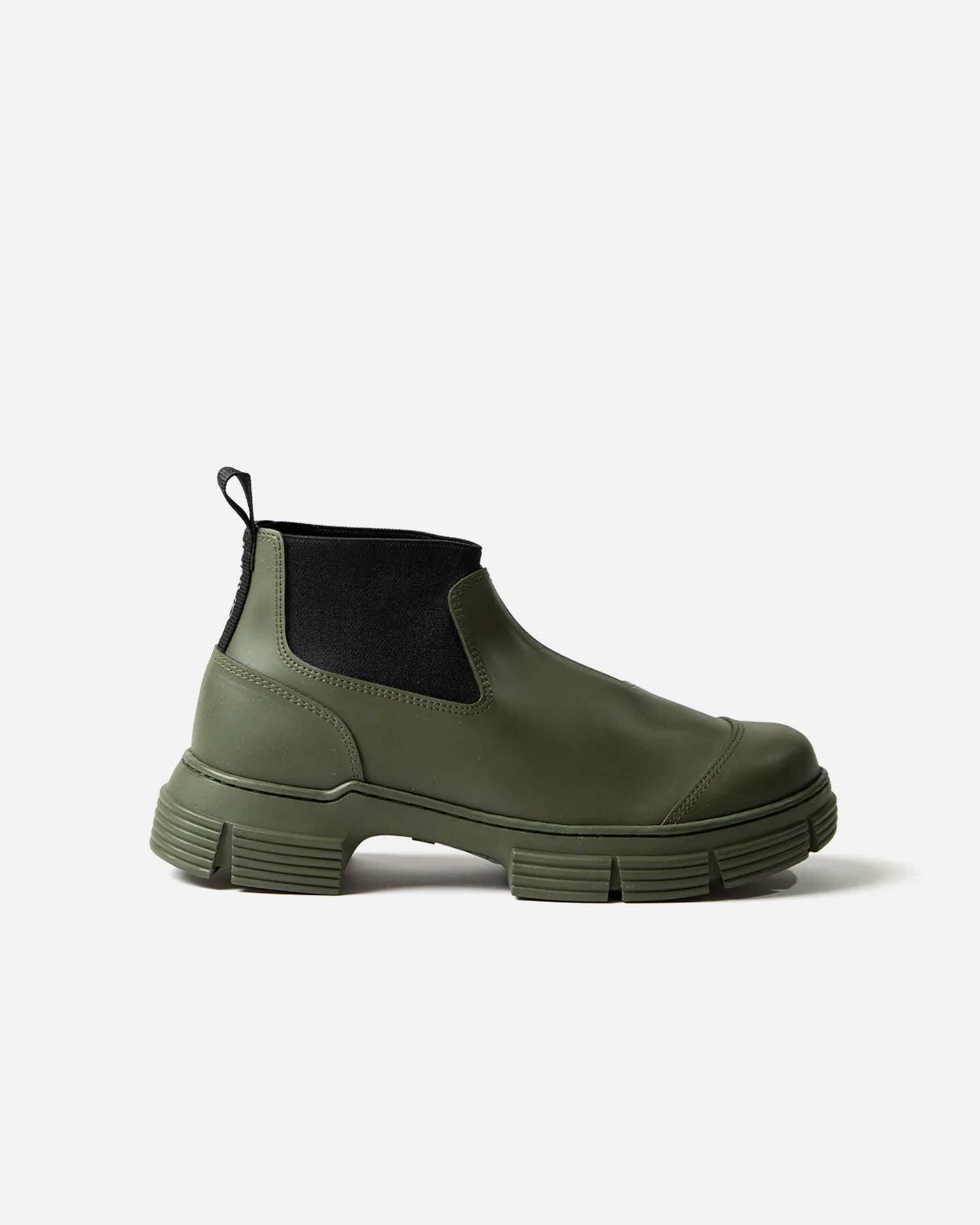 Ganni Recycled Rubber Crop City Boot in Green | Lyst