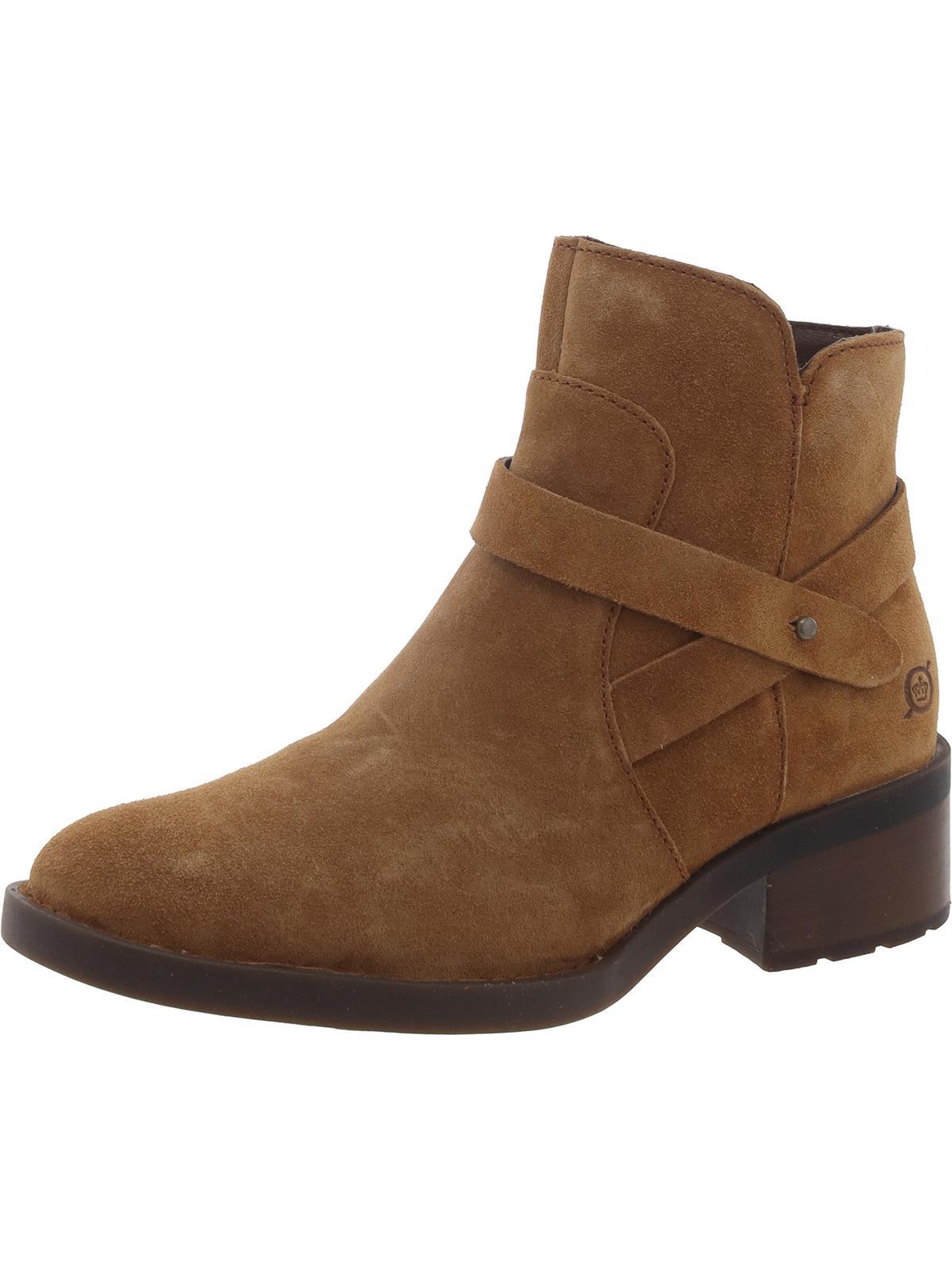 Born Tori Suede Stacked Heel Ankle Boots in Brown | Lyst