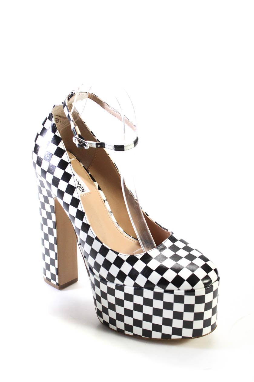Steve Madden Check Print Platform High Heel Leather in White | Lyst