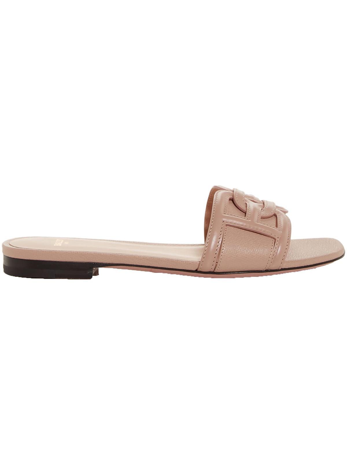 Bally Peoni Flat Leather Embossed Slide Sandals | Lyst