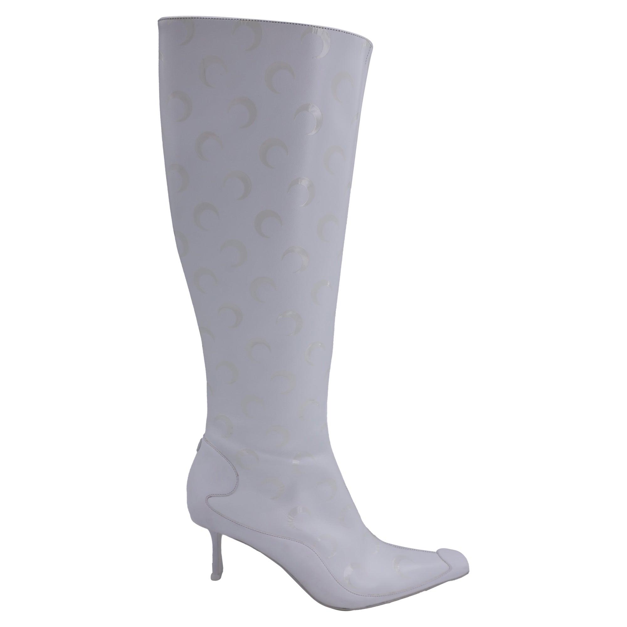 Jimmy Choo X Marine Serre Half Moon Print Knee-High Boots in Gray | Lyst