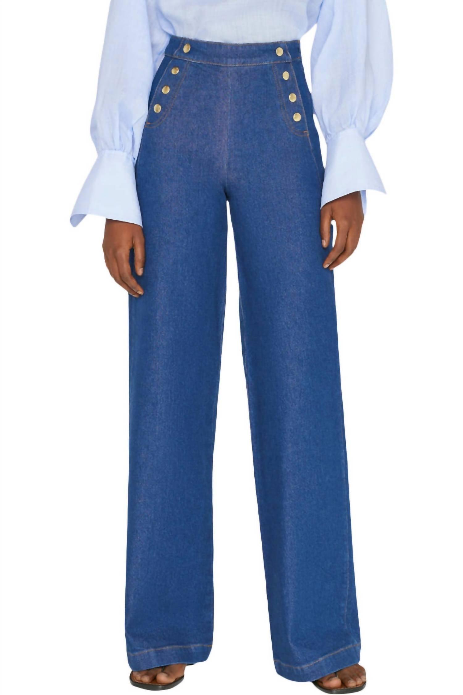 Frame Sailor Snap Wide Leg Jean In Adele In Blue Lyst
