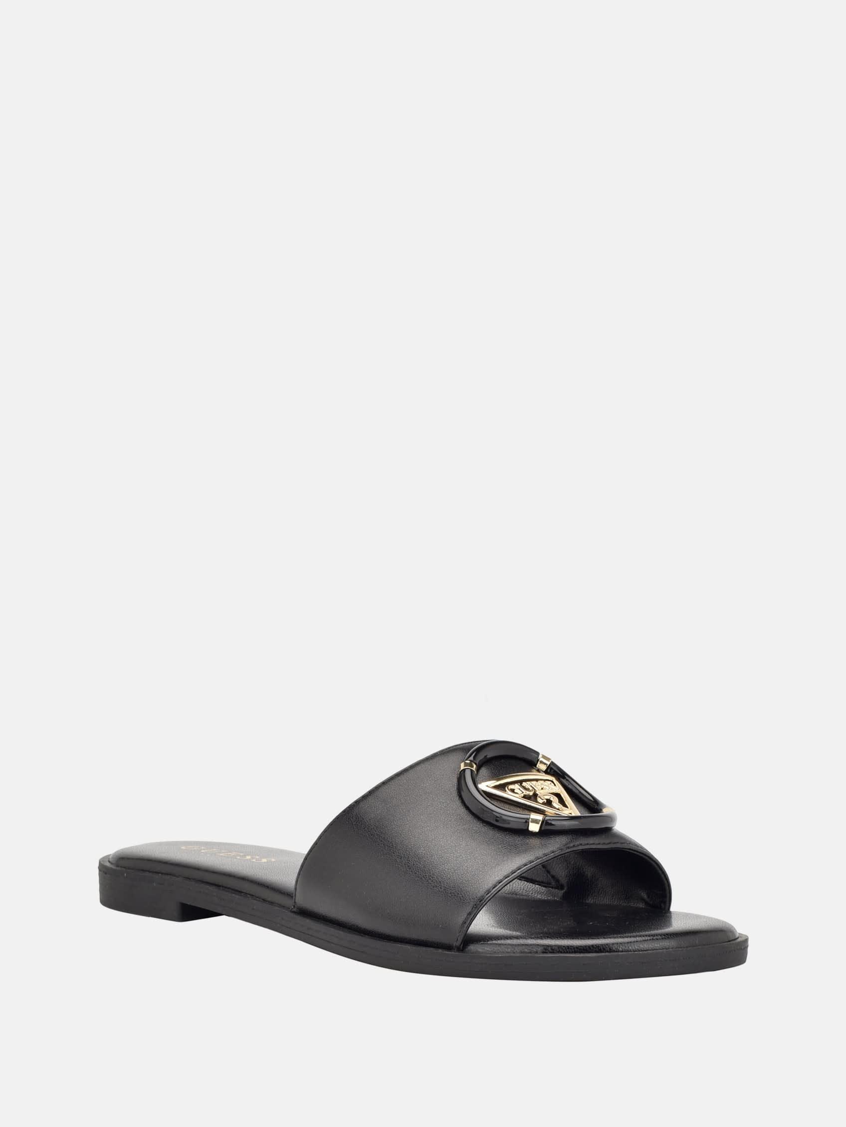 Guess Factory Magnify Faux-leather Beach Slides in White | Lyst
