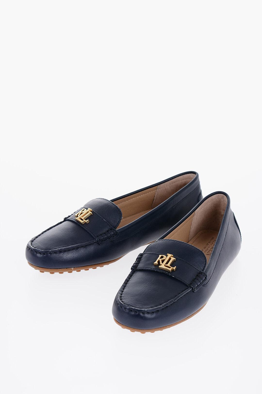 Polo Ralph Lauren Leather Barnsbury Monogram Loafers in Blue | Lyst