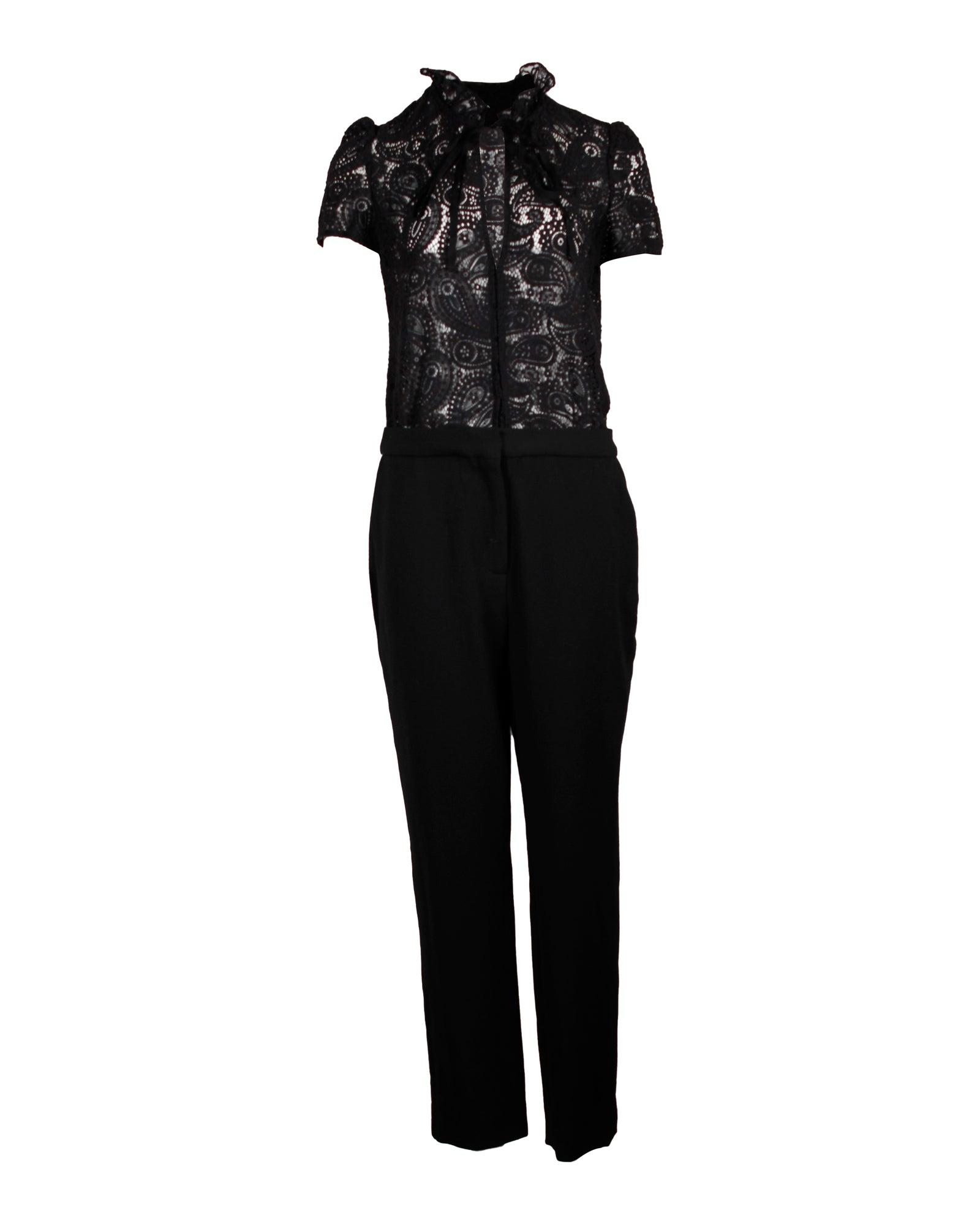 Maje Palilo Lace Jumpsuit in Black | Lyst