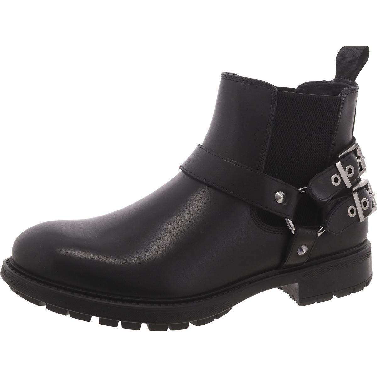 Steve Madden Axyl Leather Harness Motorcycle Boots in Black for Men | Lyst