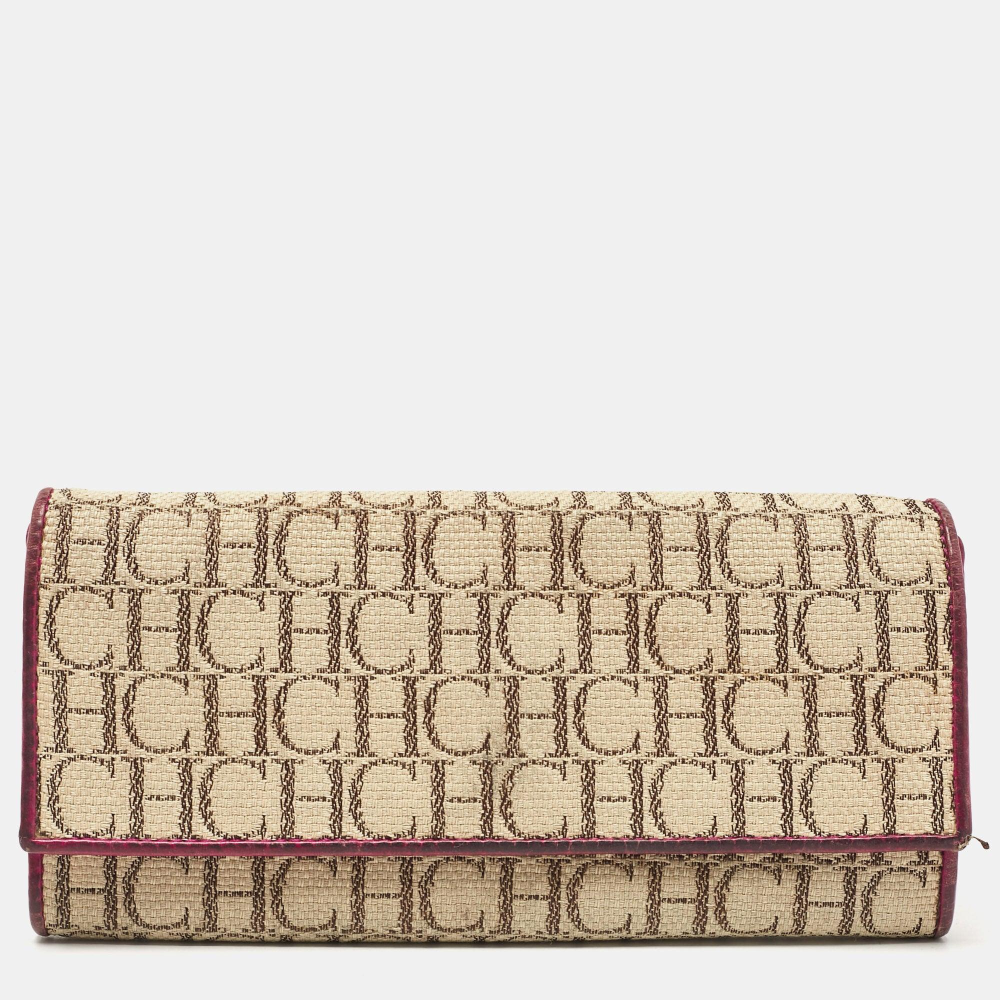 Carolina Herrera Carolina Herrera Monogram Canvas And Leather Flap ...