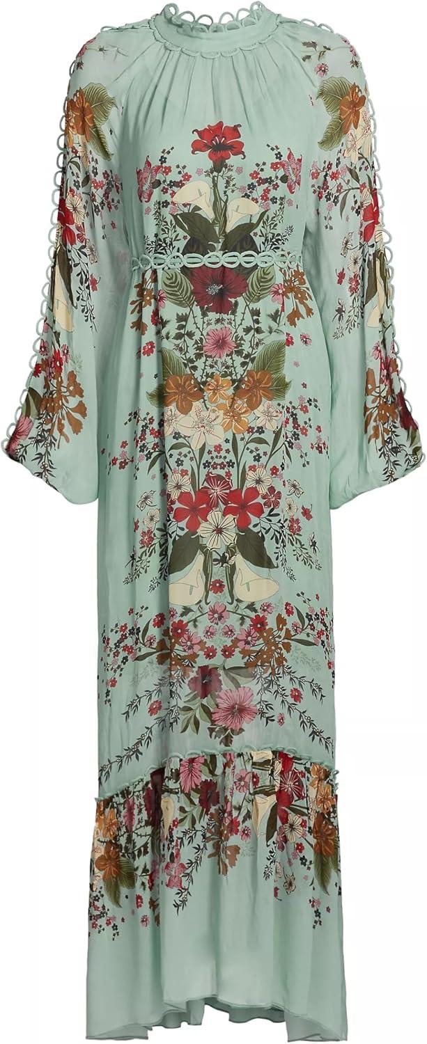 FARM Rio Long Sleeve Maxi Dress, Beauty Bouquet in Green | Lyst