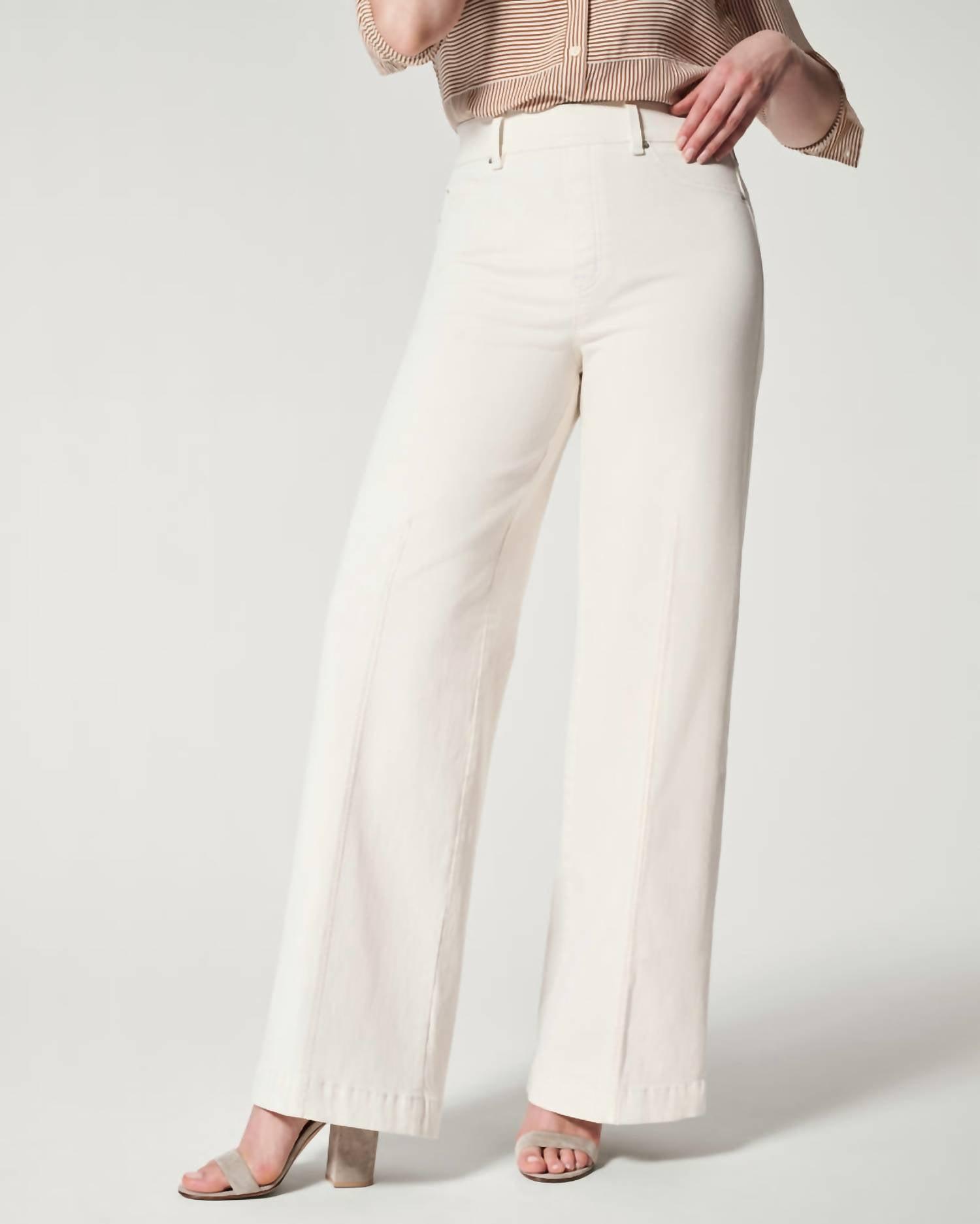 Spanx Seamed Front Wide Leg Jeans In Ecru in White | Lyst Spanx Seamed Front Wide Leg Jeans In Ecru in White | Lyst