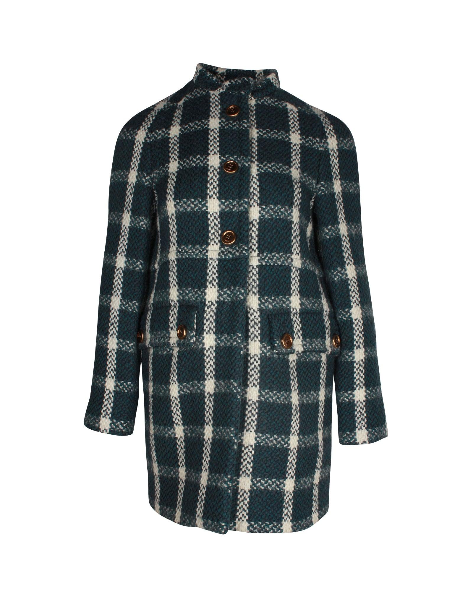Prada Checkered Coat in Blue | Lyst