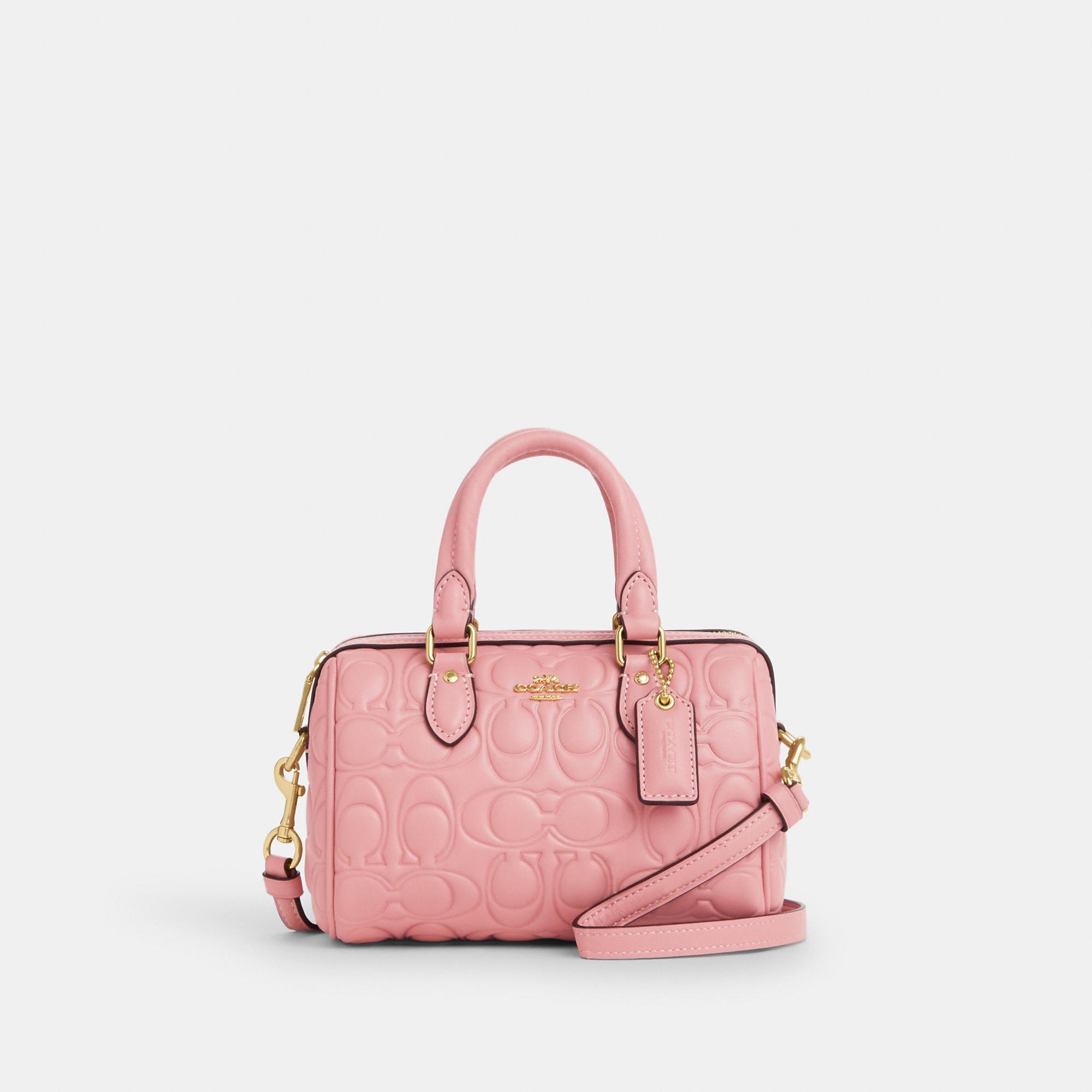 COACH Mini Rowan Crossbody With Signature in Pink | Lyst