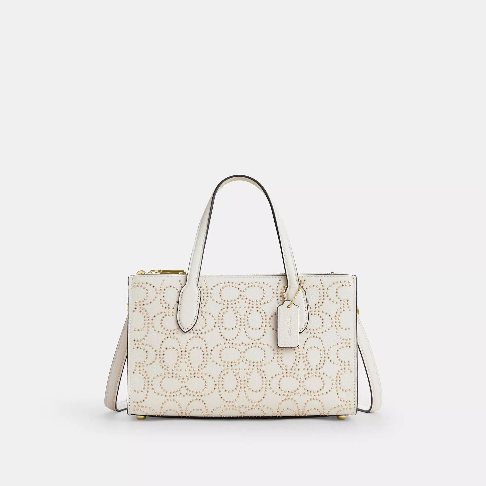 COACH Nina Small Tote Bag With Signature Rivets in Natural | Lyst