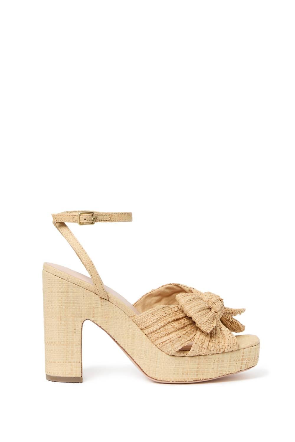 Loeffler Randall Lucia Pleated Bow Platform in Natural | Lyst