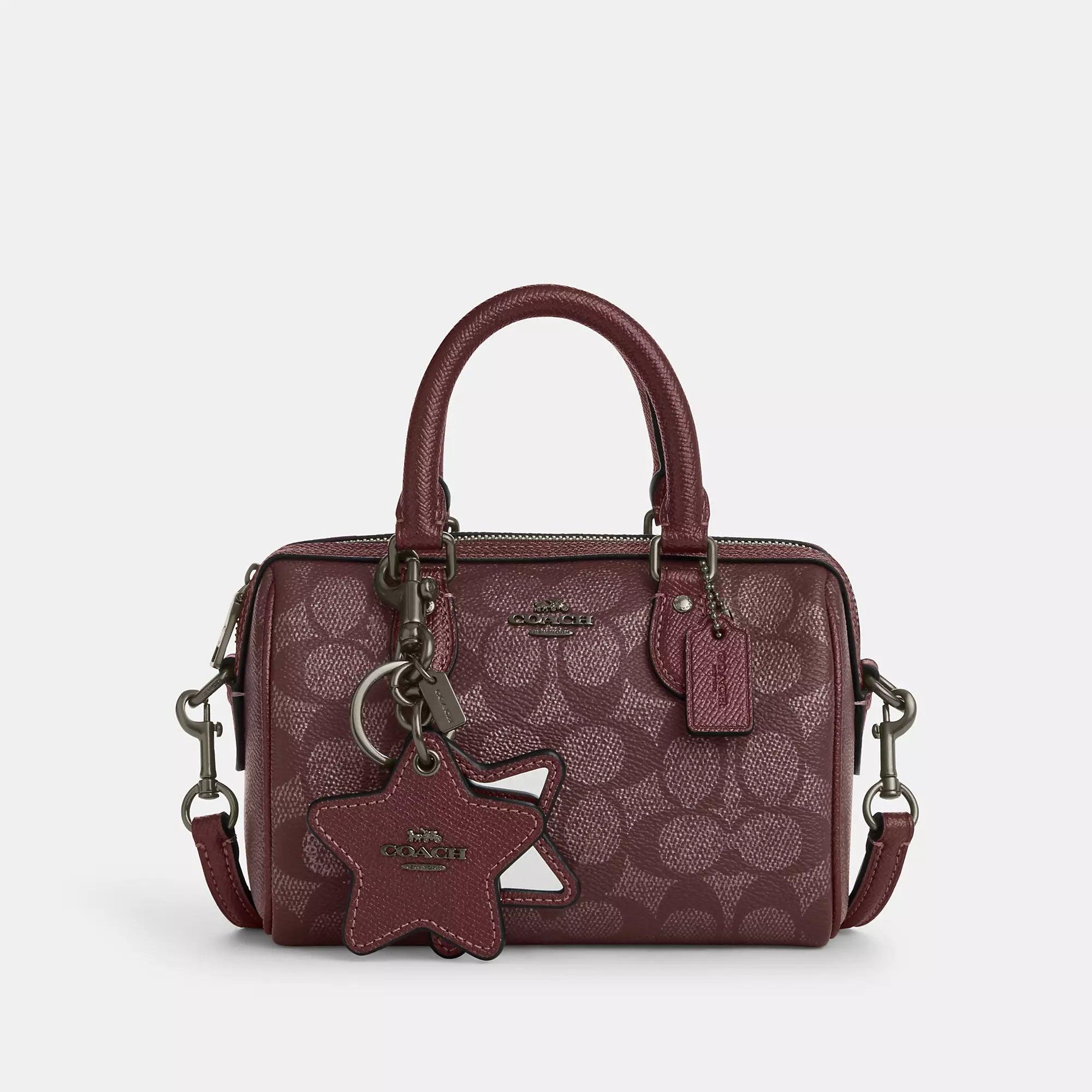 COACH Boxed Mini Rowan Crossbody Bag And Mirror Bag Charm Set in Purple ...